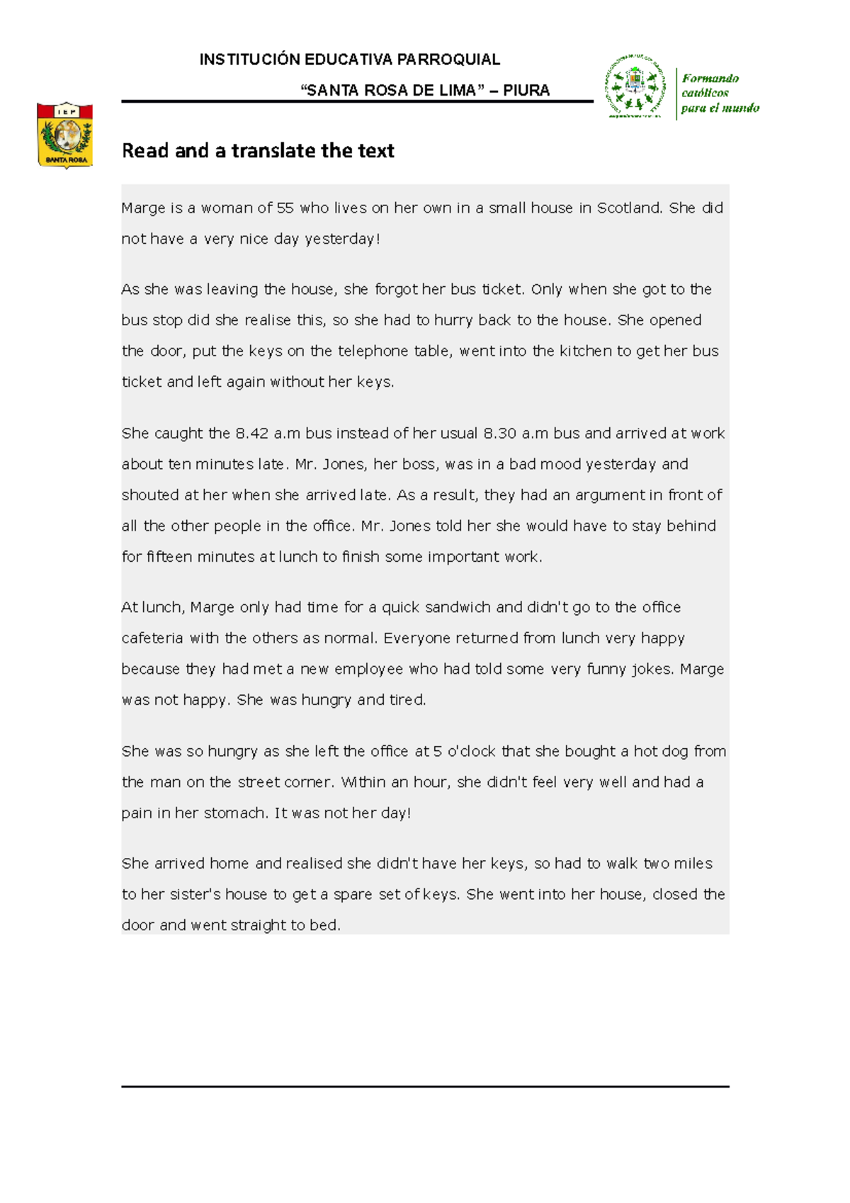 Practice 5th third conditional - INSTITUCIÓN EDUCATIVA PARROQUIAL ...