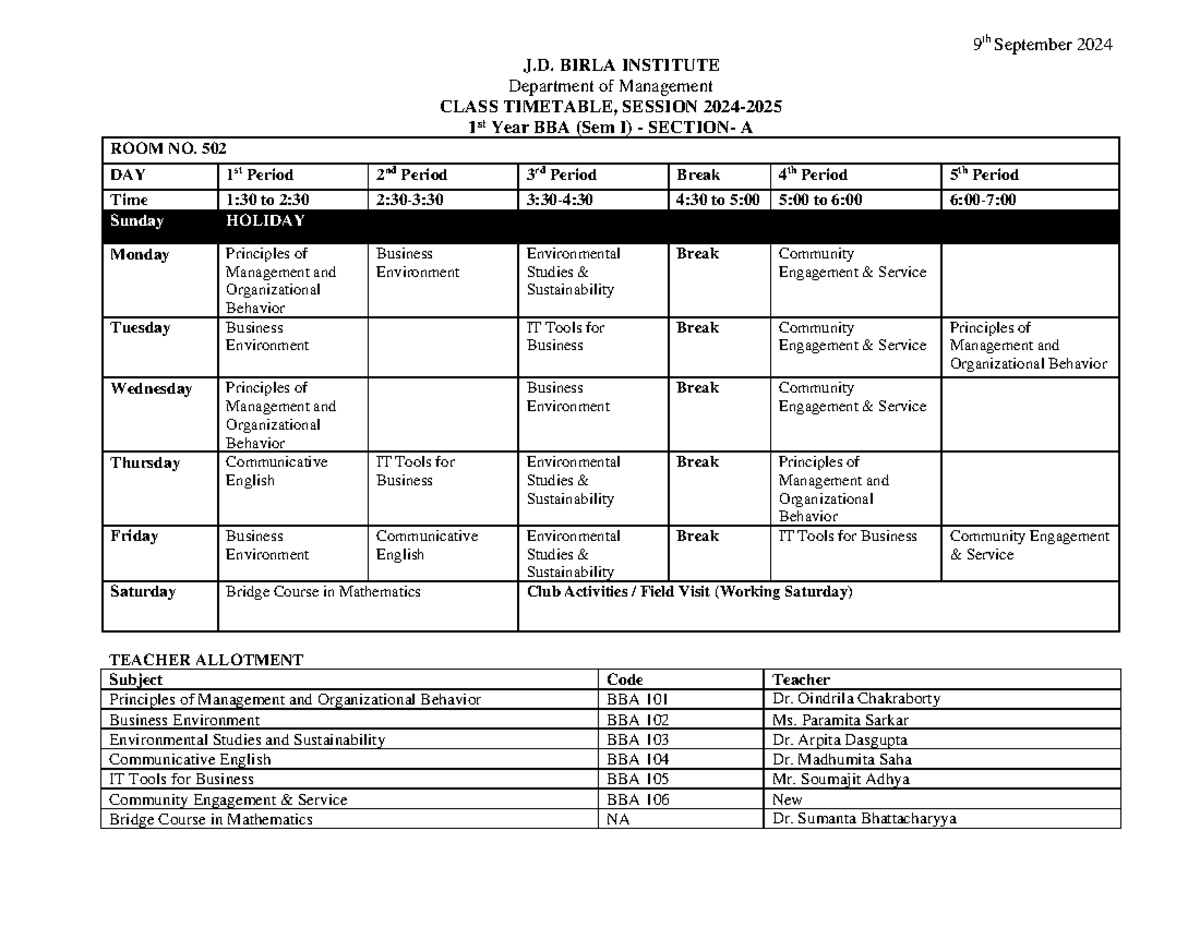 BBA (Odd),2024-2025 R2 - J. BIRLA INSTITUTE Department of Management ...