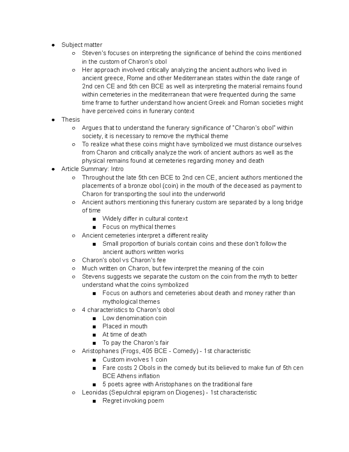 Charon's Obol and Other Coins in Ancient Funerary Practice - Subject ...