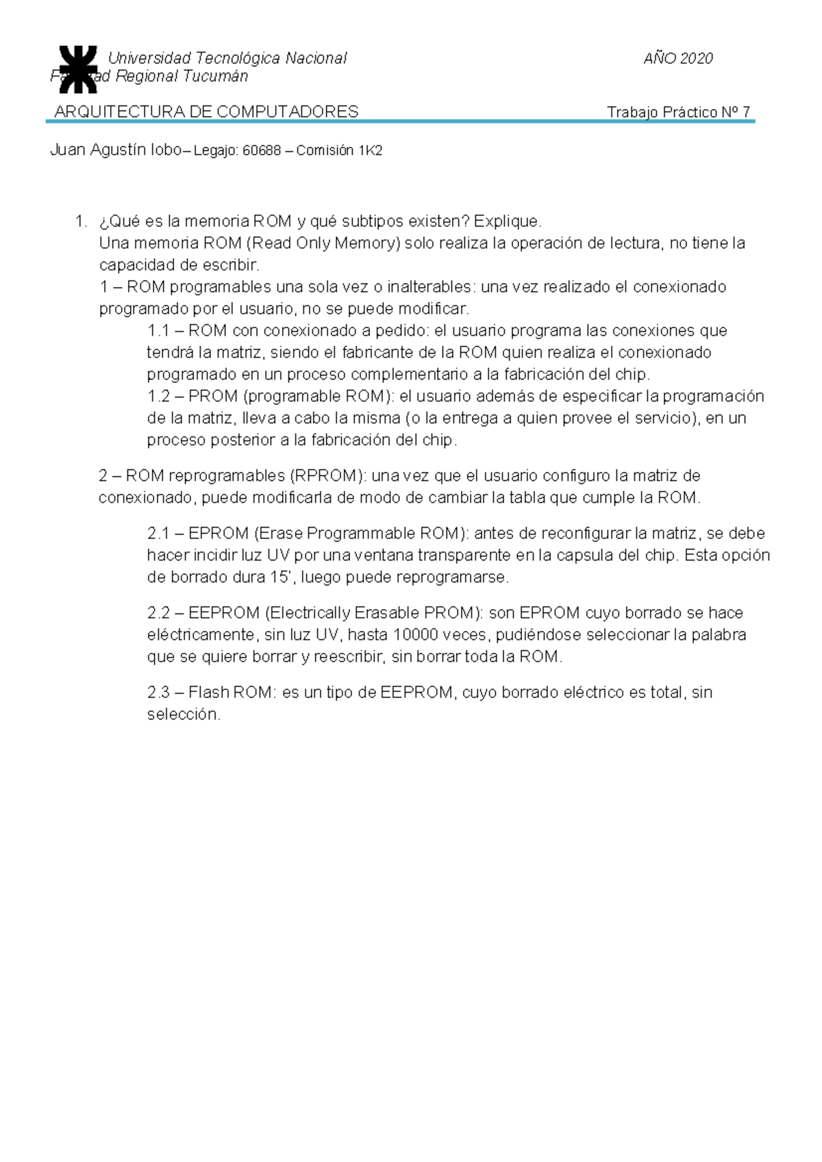 TP N-7 Arcom - tps - Facultad Regional Tucumán ARQUITECTURA DE COMPUTADORES Trabajo Práctico Nº ...