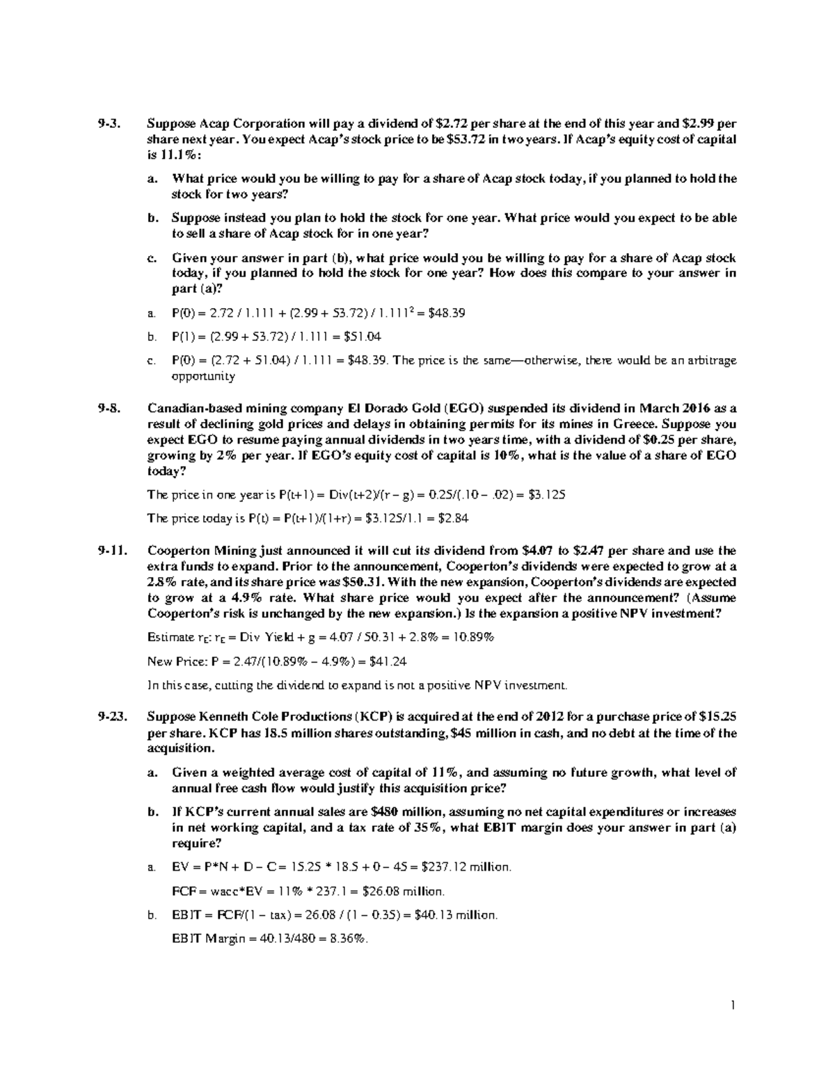 FNCE90060 - 2020 - S1 - Additional Textbook Questions - Ch9-17 - Warning: TT: undefined function ...