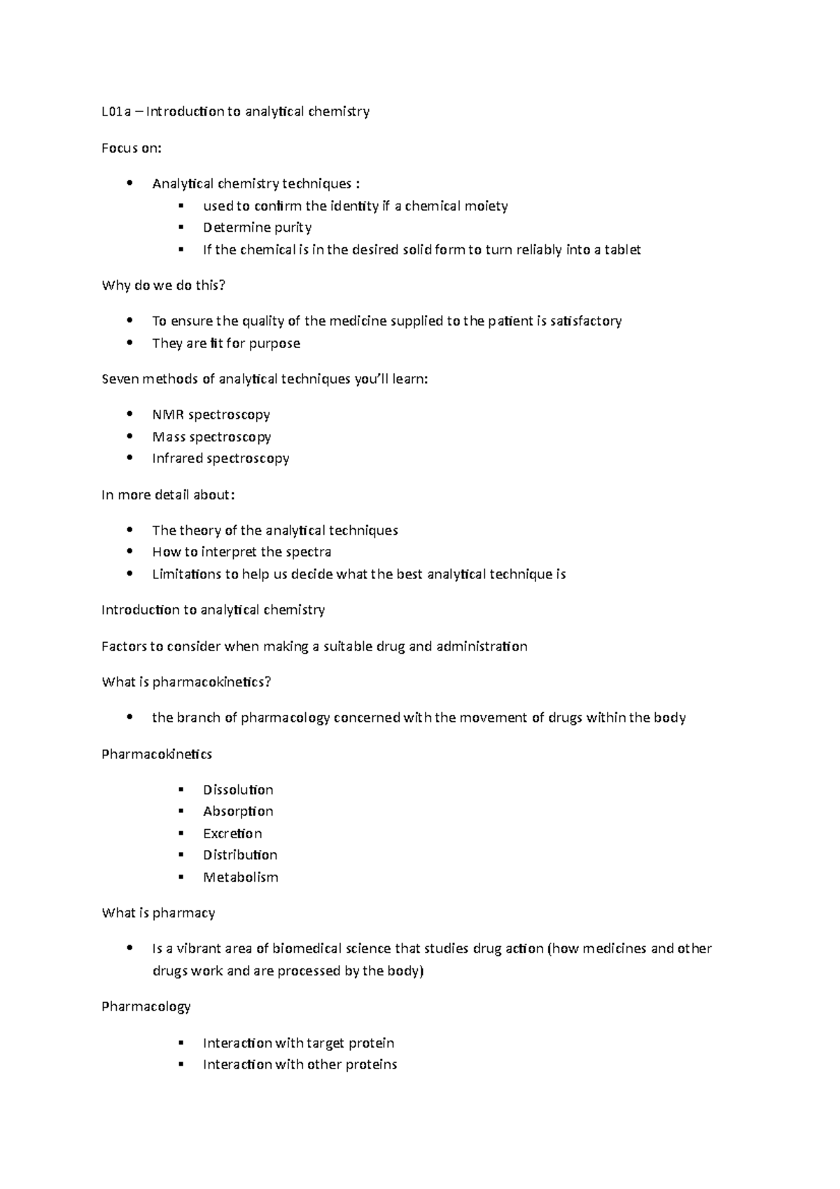 L01a - Introduction to analytical chemistry - L01a – Introduction to ...