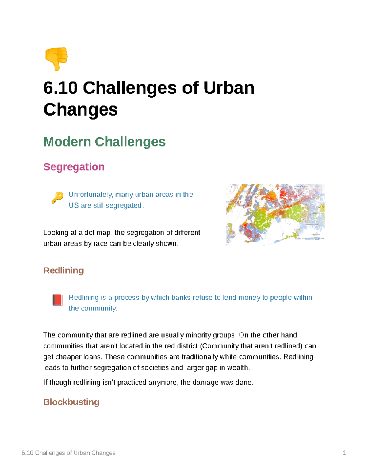 Challenges of urban changes - Looking at a dot map, the segregation of ...