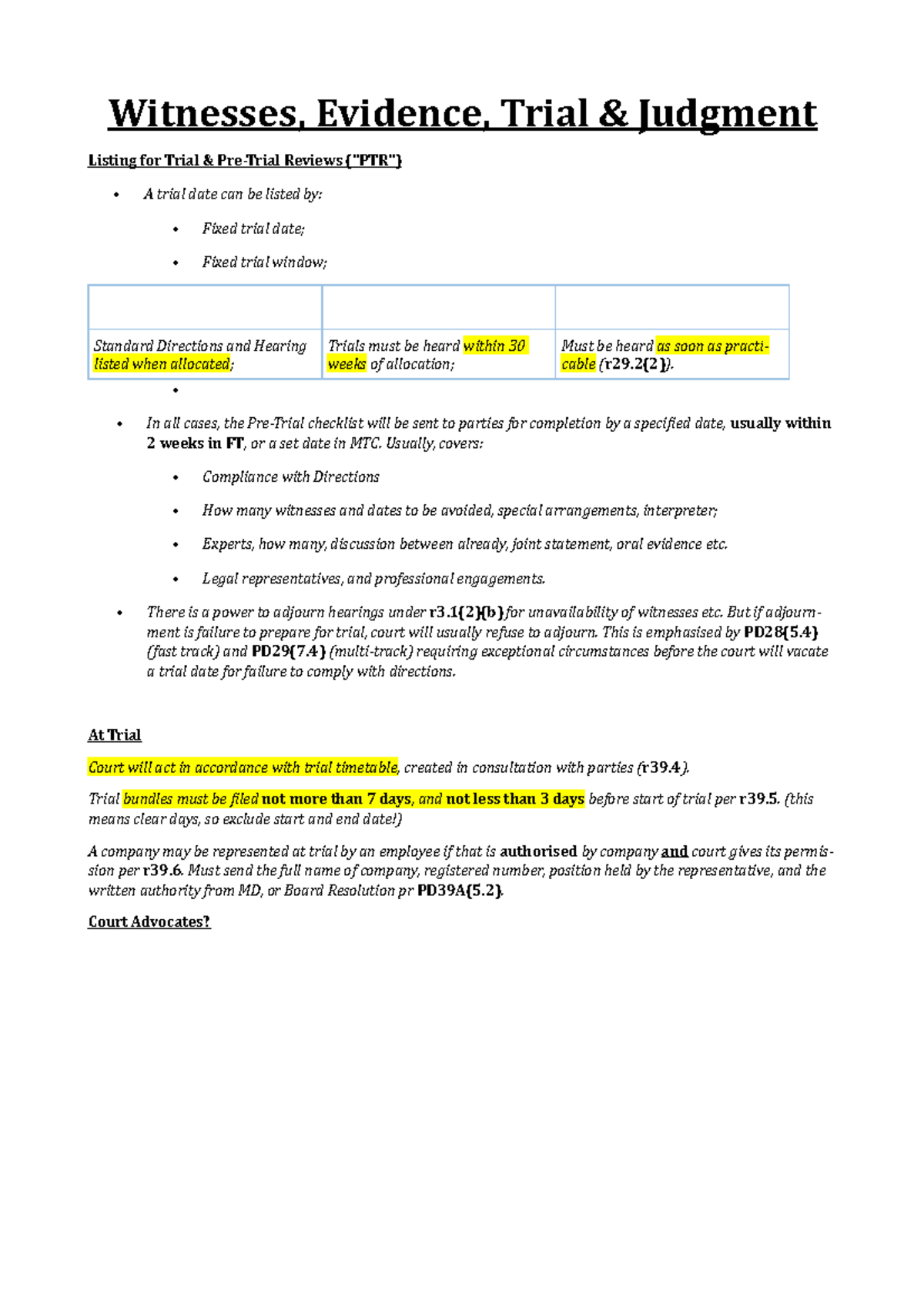 Evidence at trial - Witnesses, Evidence, Trial & Judgment Listing for ...