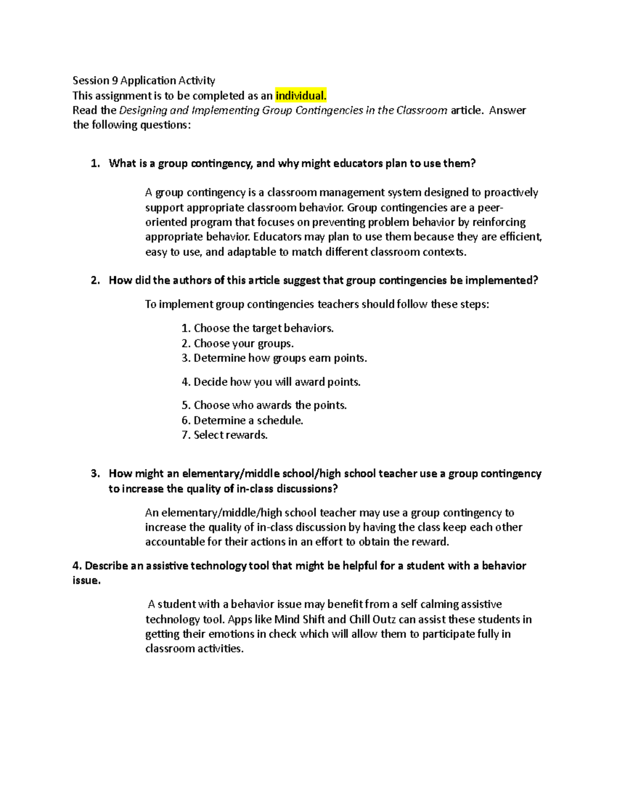 Session 9 Application Activity - Session 9 Application Activity This ...