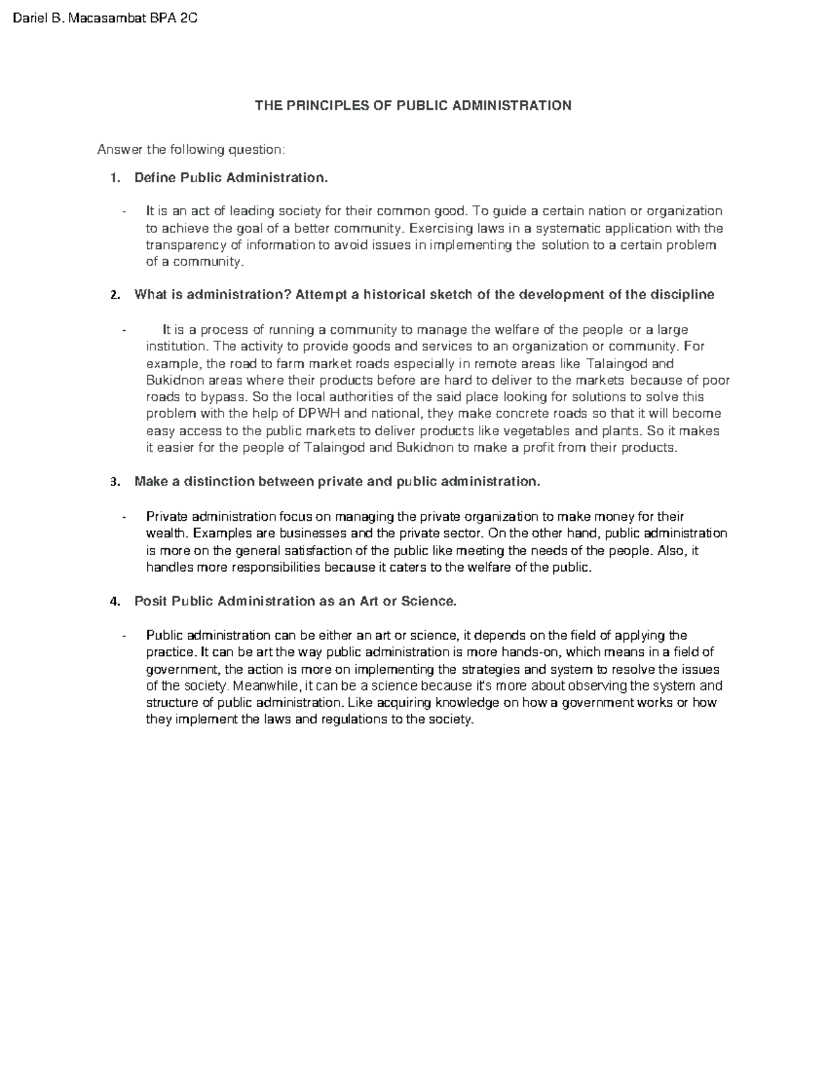 THE Principles OF Public Administration - Dariel B. Macasambat BPA 2C ...