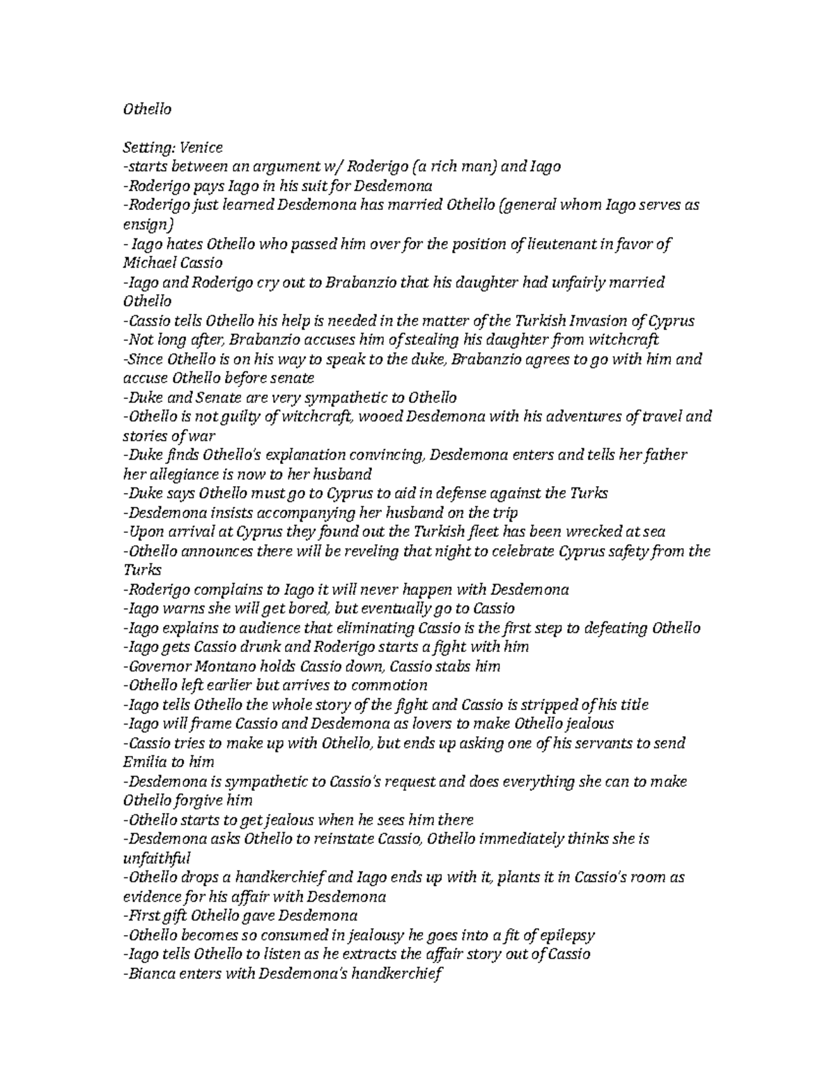 Othello - Studocu