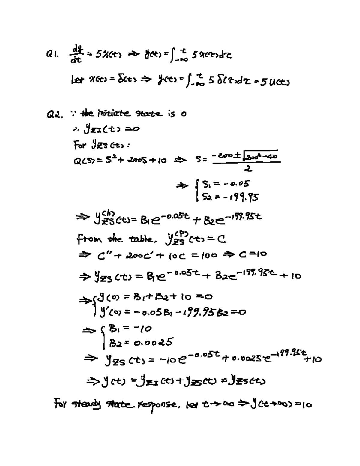 Assignment 2 with solutions - ELEC 242 Continuous-Time Signals and Systems Assignment 2 Question ...