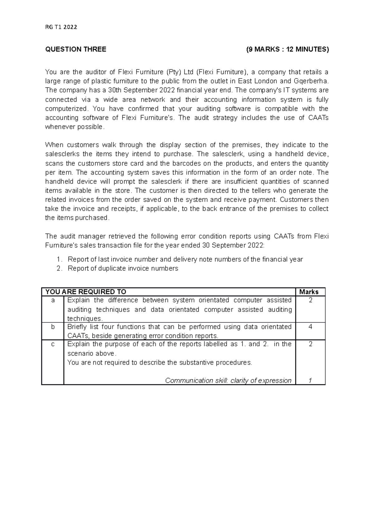 RG 2022 T1Q3 Q W5 - Practice question - RG T1 2022 QUESTION THREE (9 ...