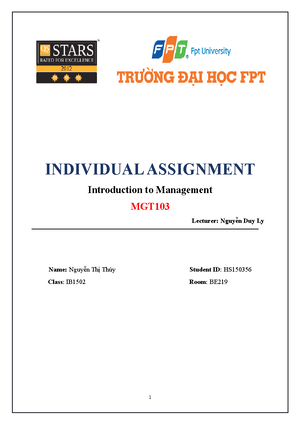 MGT103 Group Assigment Guidelines FA23 - Updated - FPT UNIVERSITY ...