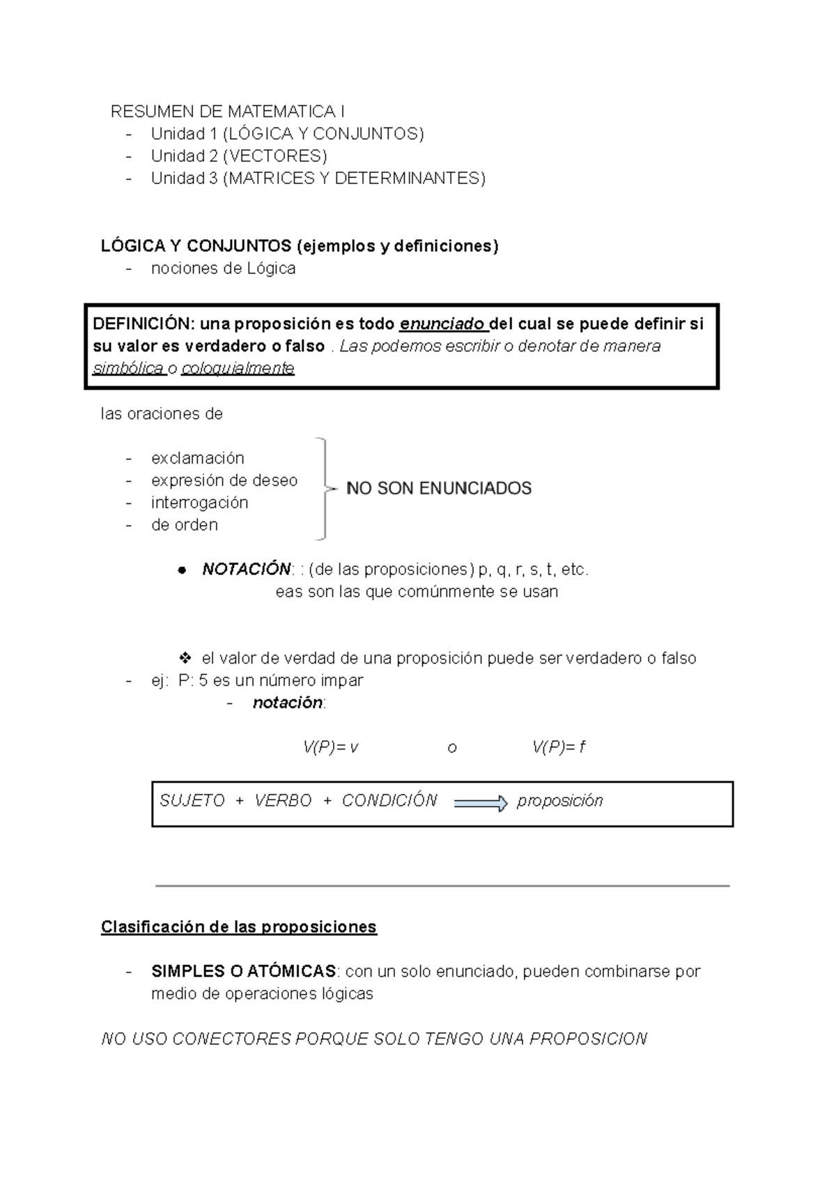 Resumen DE Matematica I (1) - RESUMEN DE MATEMATICA I Unidad 1 (LÓGICA ...