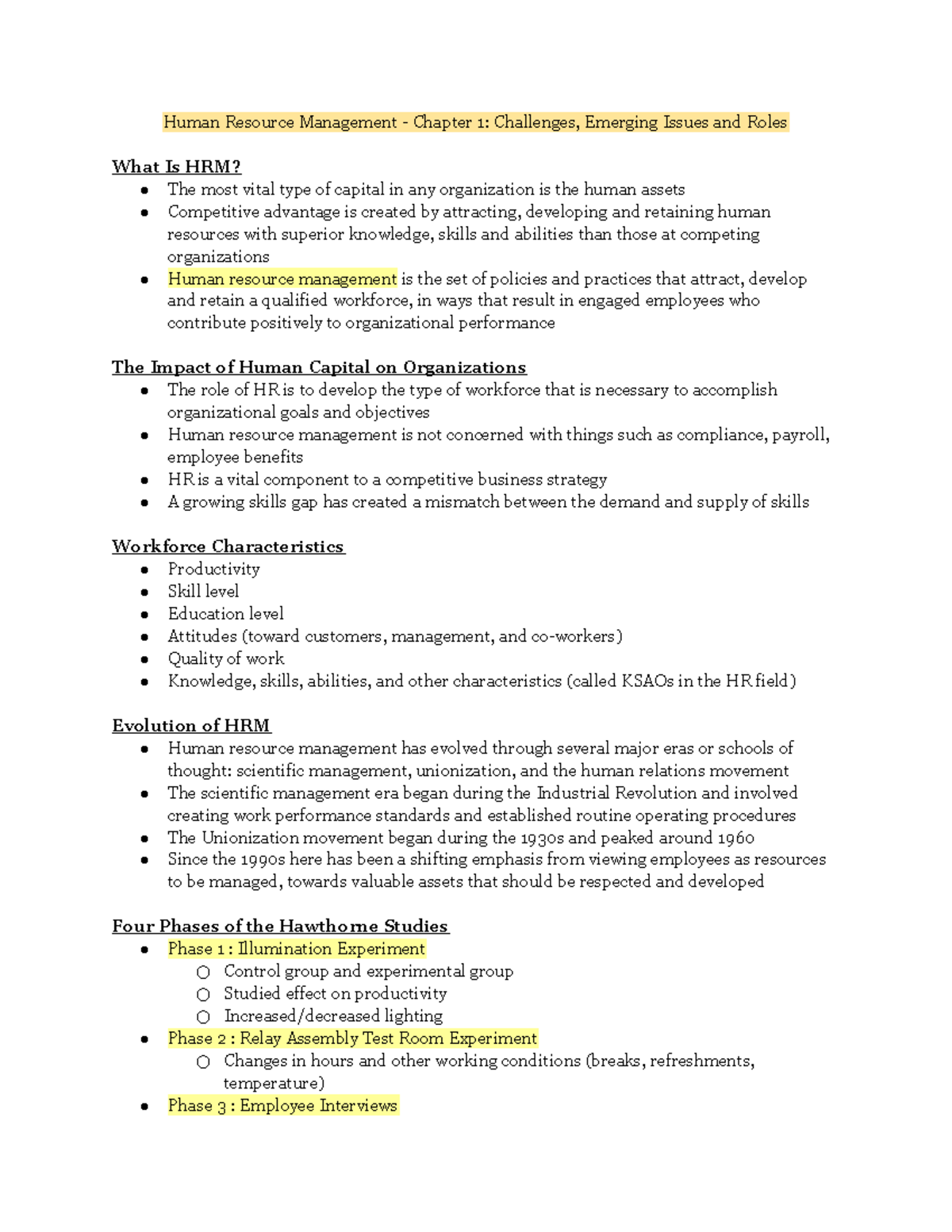 HRM - Chapter 1 - Human Resource Management 3273 - Human Resource ...