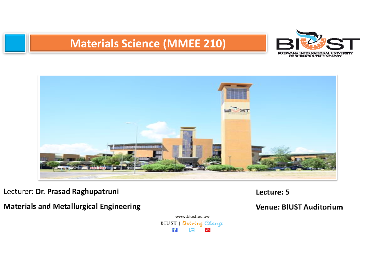 MMEE210 Materials Science Crystal Structure - Materials Science And ...
