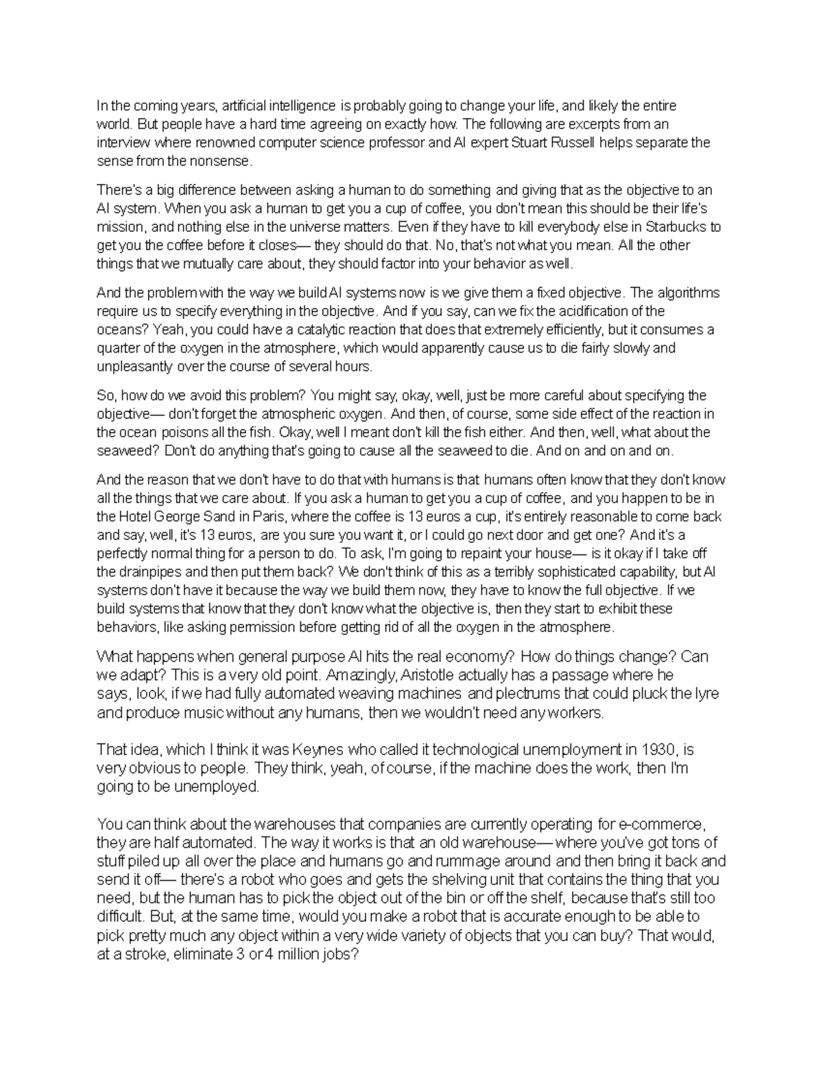 In the coming years - It just about how will ai change the world ...