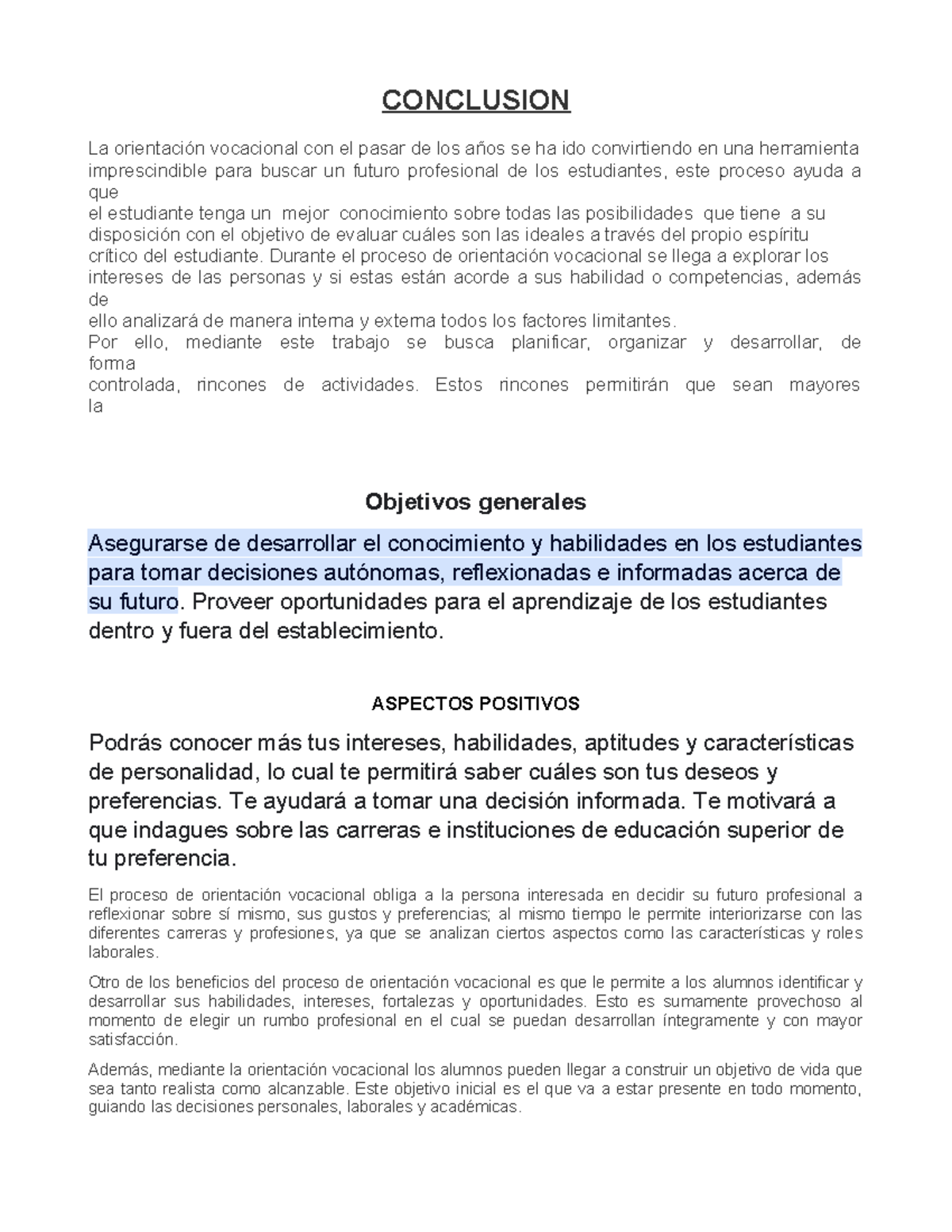 Conclusion O - este documento es en base al tema - CONCLUSION La ...
