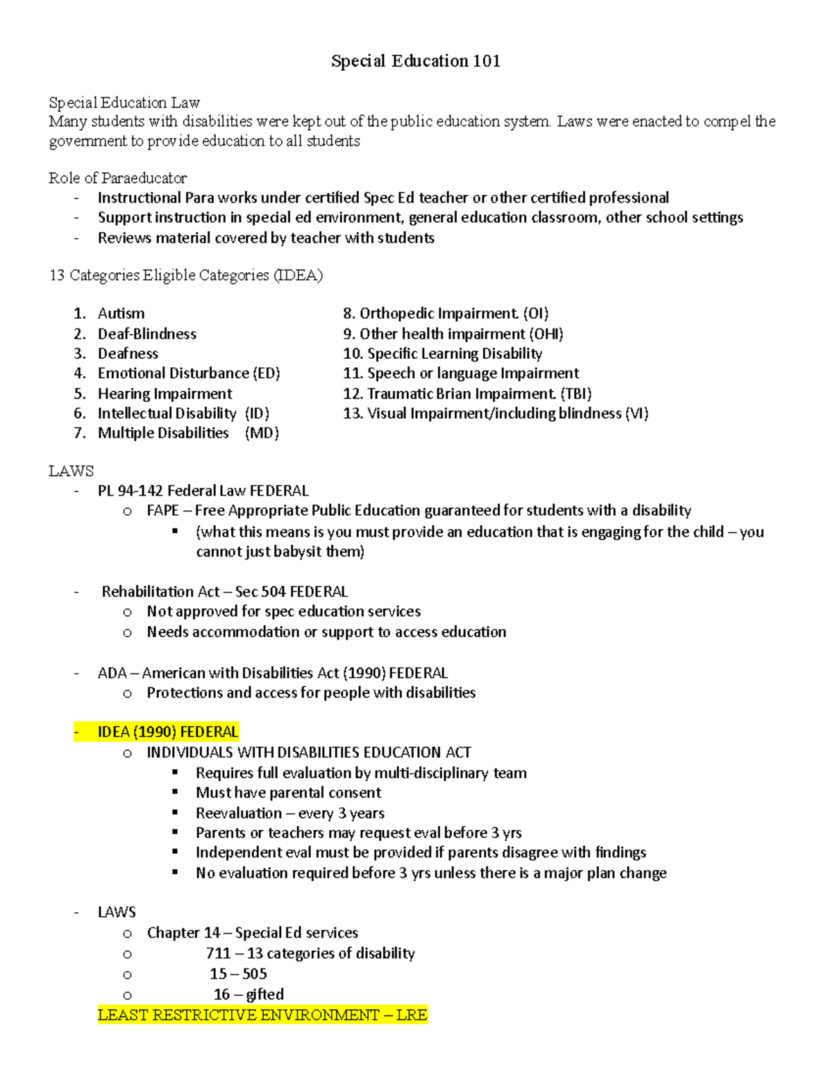 Special Education 101 5-2022 - Special Education 101 Special Education ...