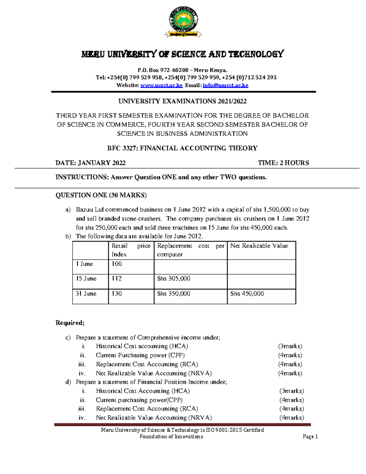 BFC 3327 Financial Accounting Theory - Meru University of Science ...