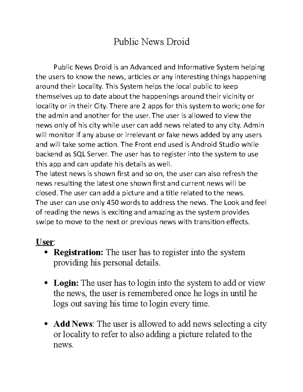 Public News Droid - the list of project report that we are collecting ...