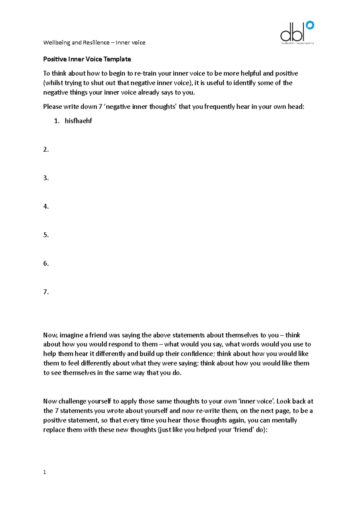 1.1 Positive Inner Voice Template - Wellbeing and Resilience – Inner ...