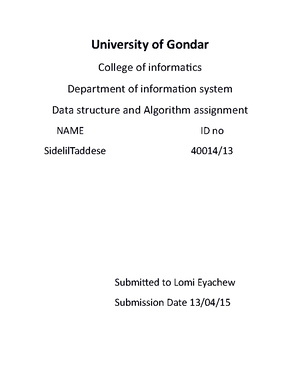 FCFS Updated - DATA STRUCTURE AND ALGORITHM - UNIVERSITY OF GONDAR ...