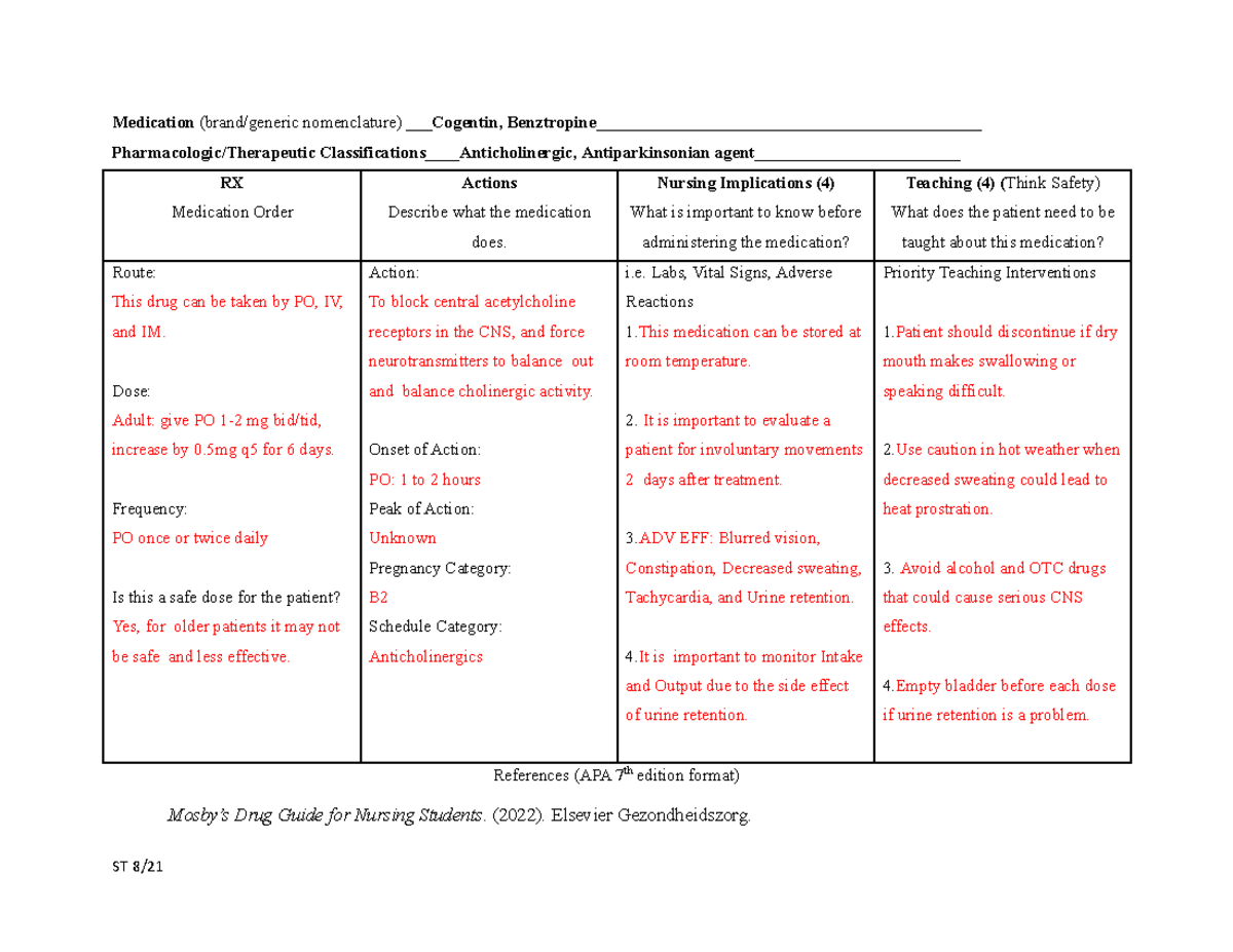 Benztropine 2022 Medication RANT - Medication (brand/generic ...