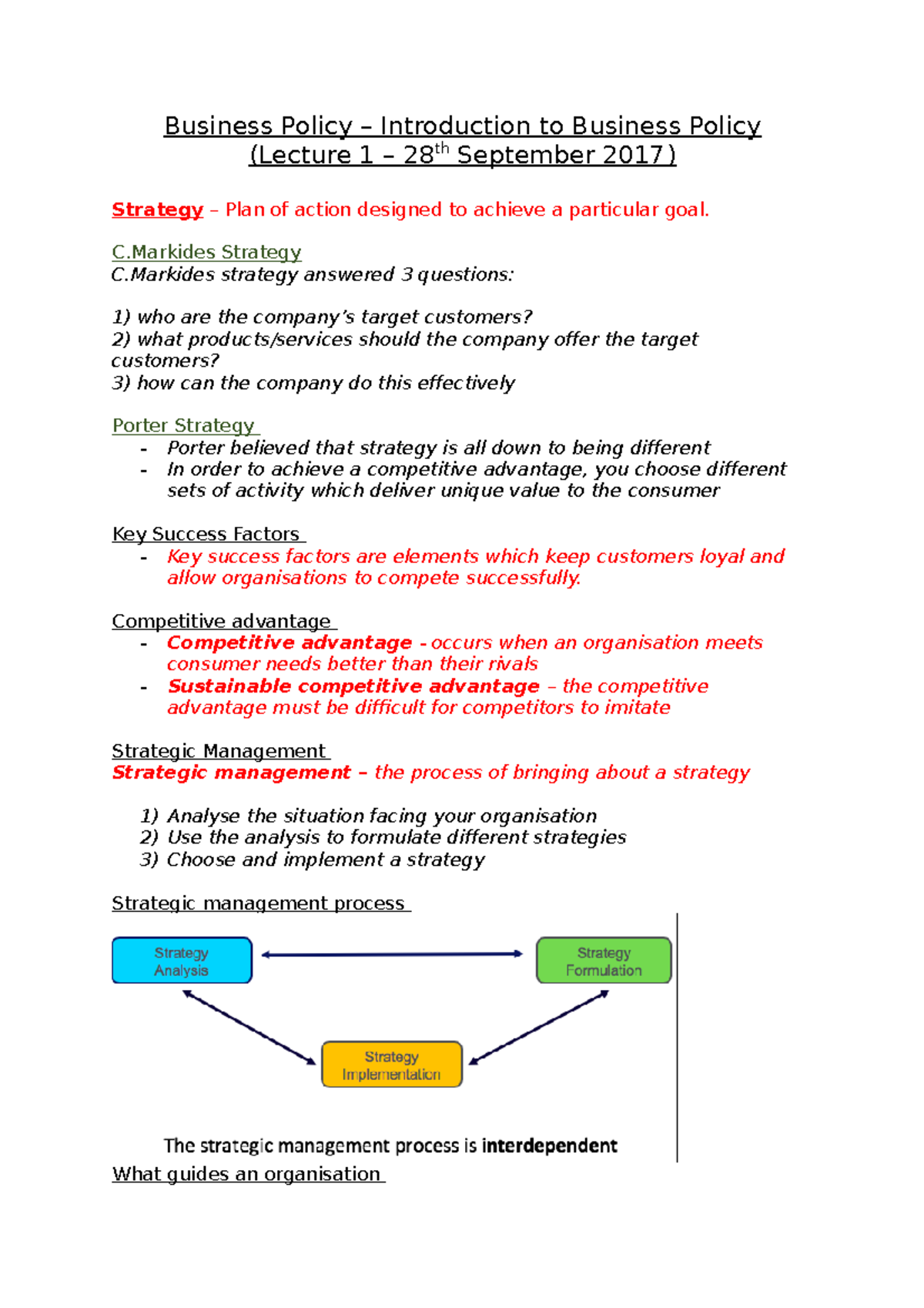 Lecture 1 – Introduction to Business Policy - Business Policy ...