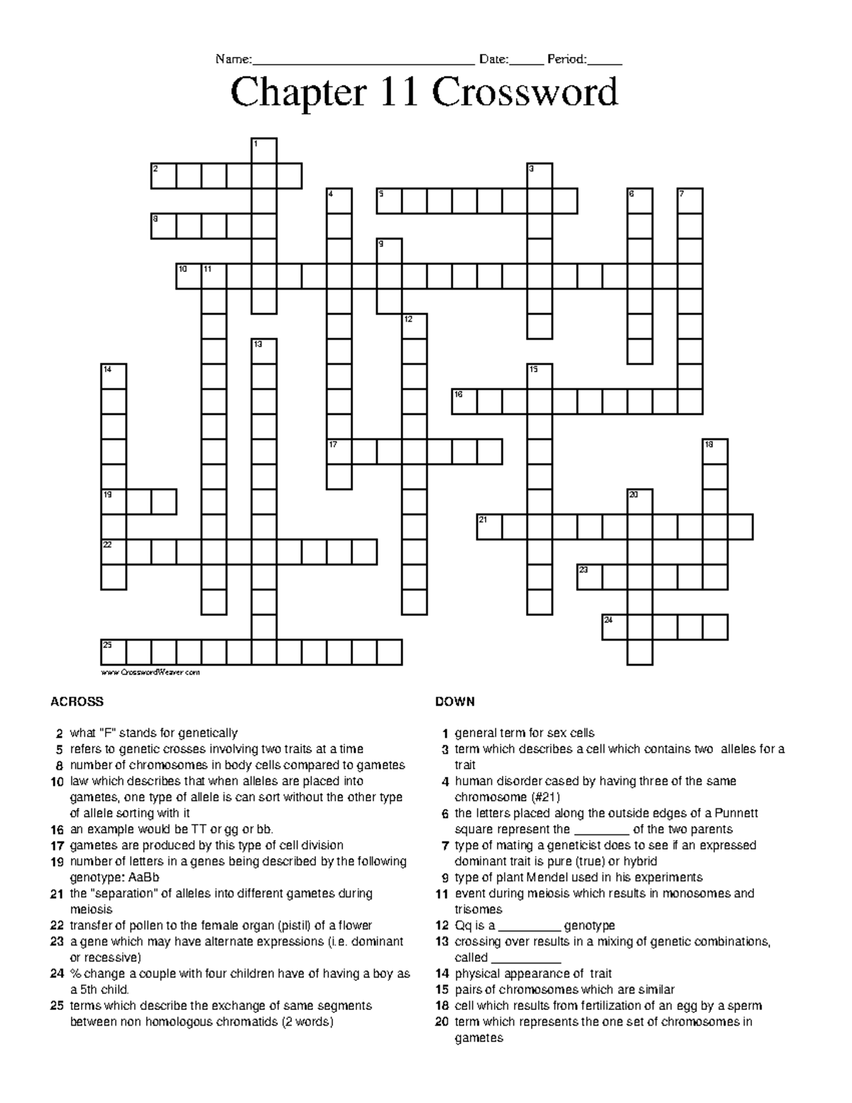 Chapter 11 Crossword - Name:________________________________ Date ...