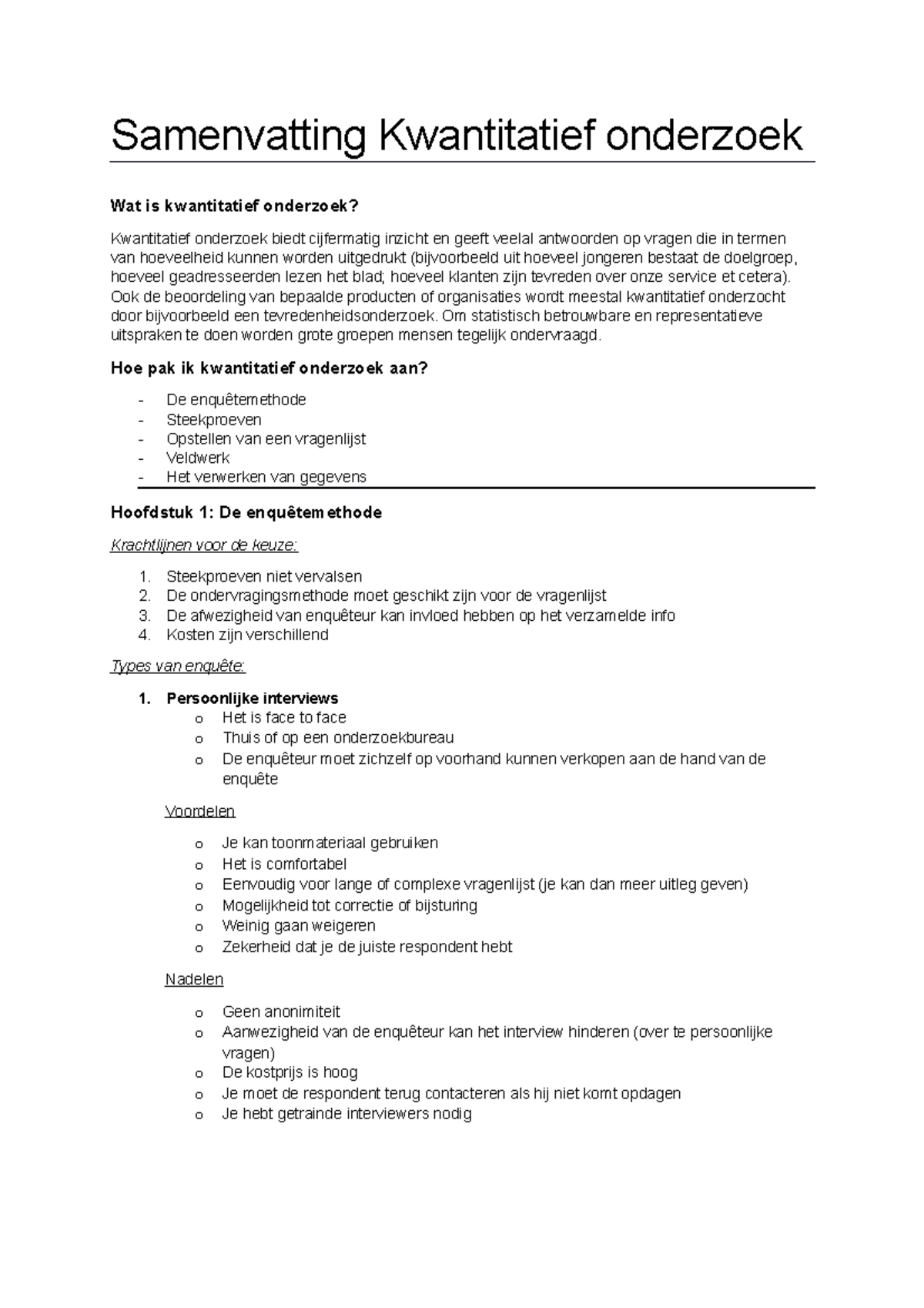 Samenvatting-Kwantitatief-onderzoek - Samenvatting Kwantitatief ...