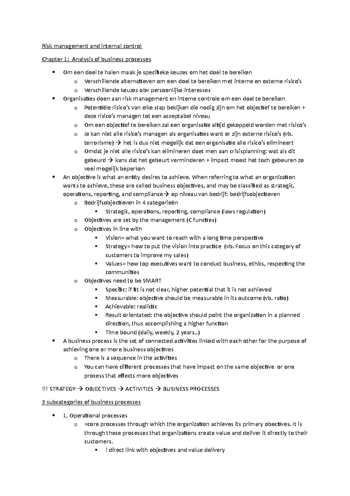 Notities Risk management and internal control - Risk management and ...