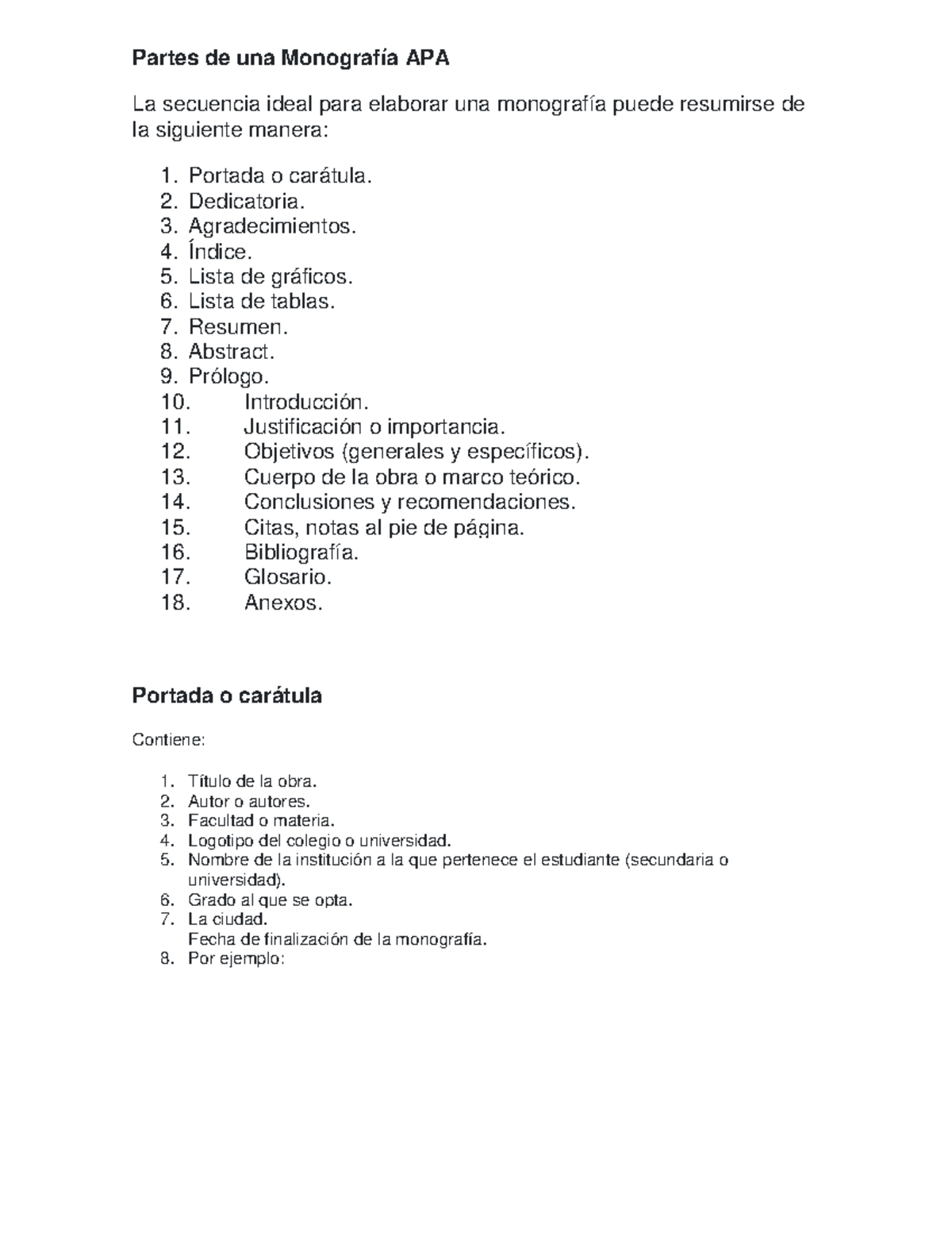 Partes de una Monografía APA - Partes de una Monografía APA La ...