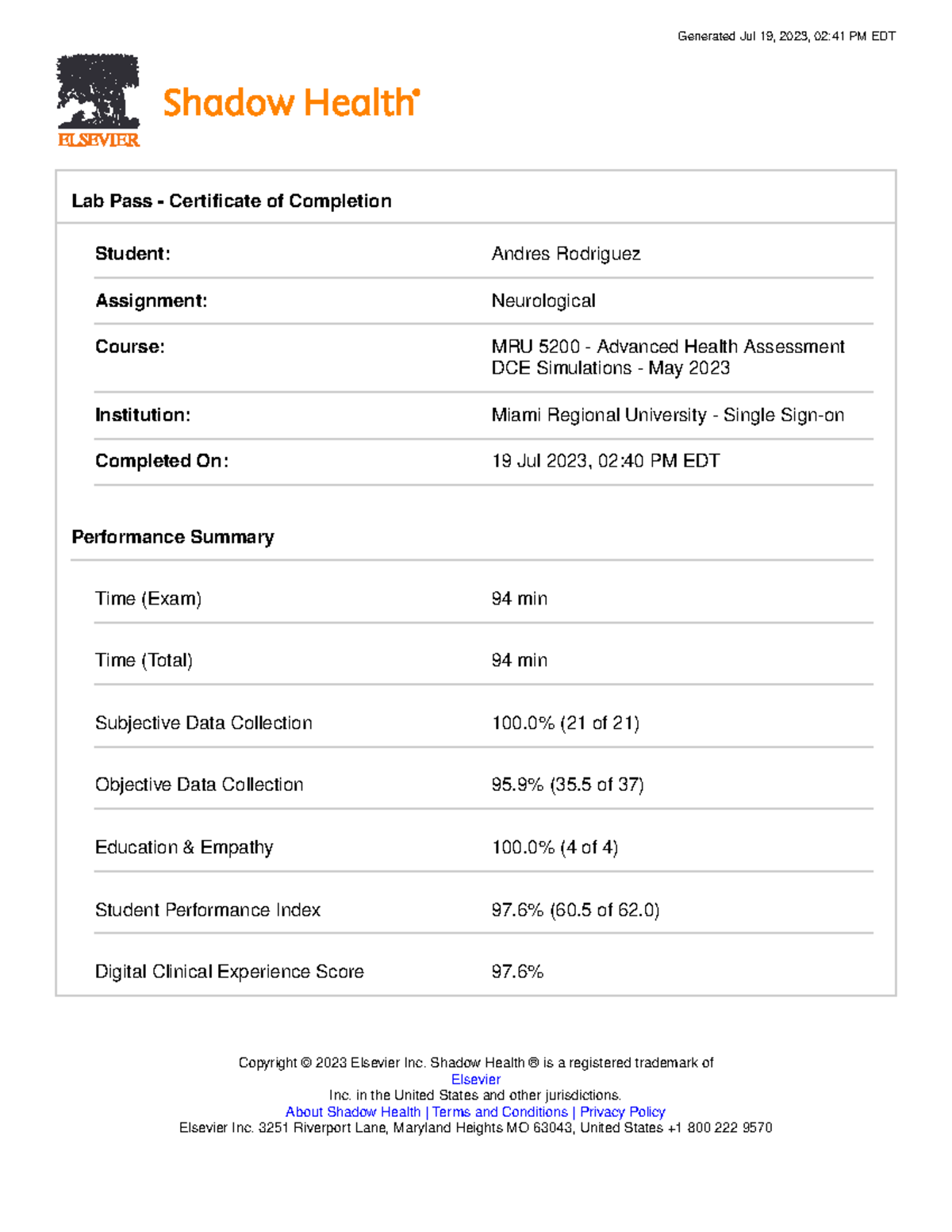 Rodriguez andres labpass Neurological - Generated Jul 19, 2023, 02:41 ...