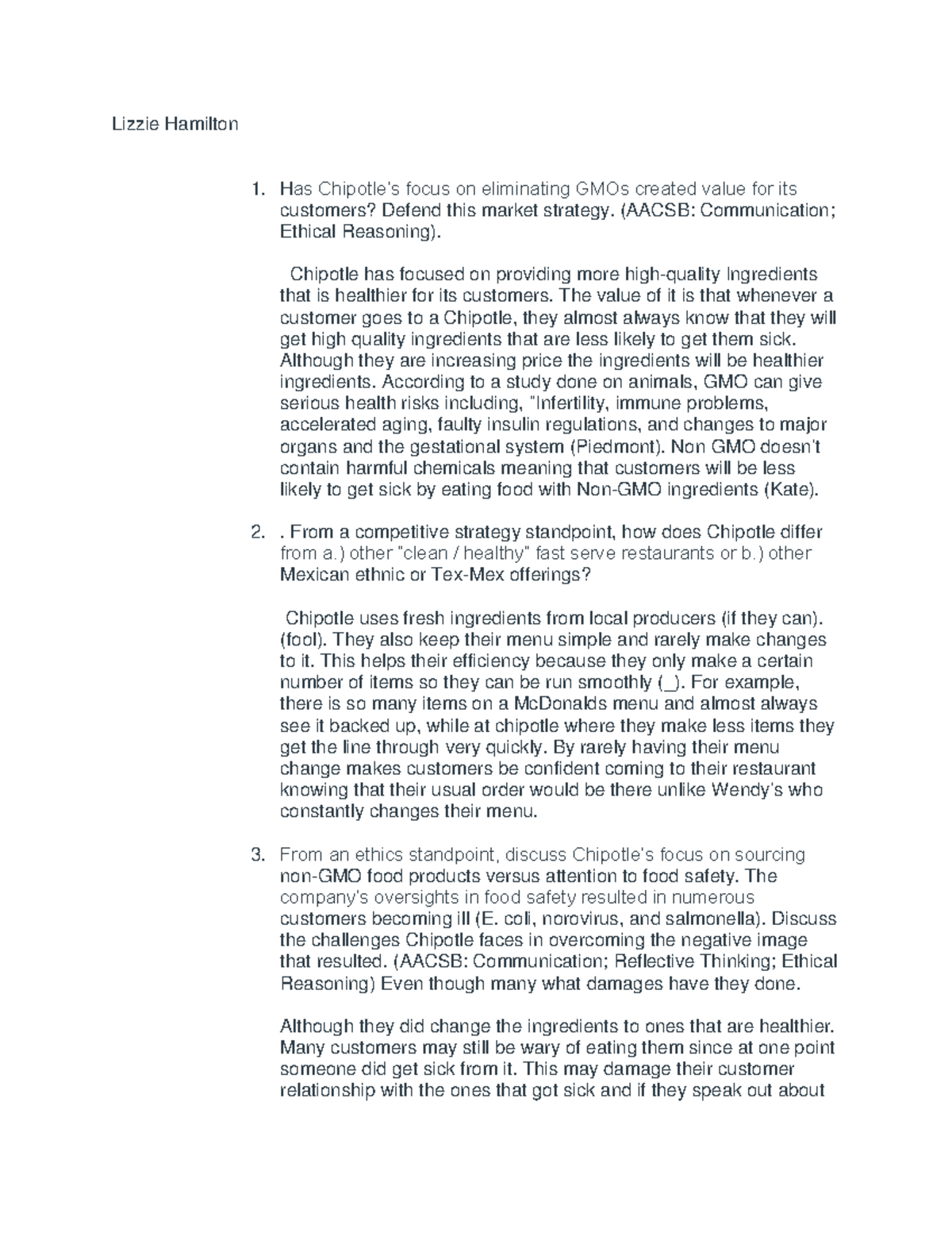 Chiptole assignment - Lizzie Hamilton Has Chipotle’s focus on ...