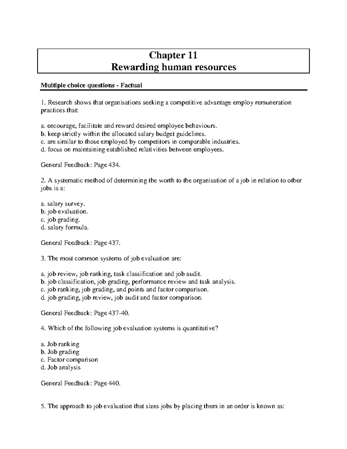 Chapter 11 - Rewarding human resources - Chapter 11 Rewarding human ...