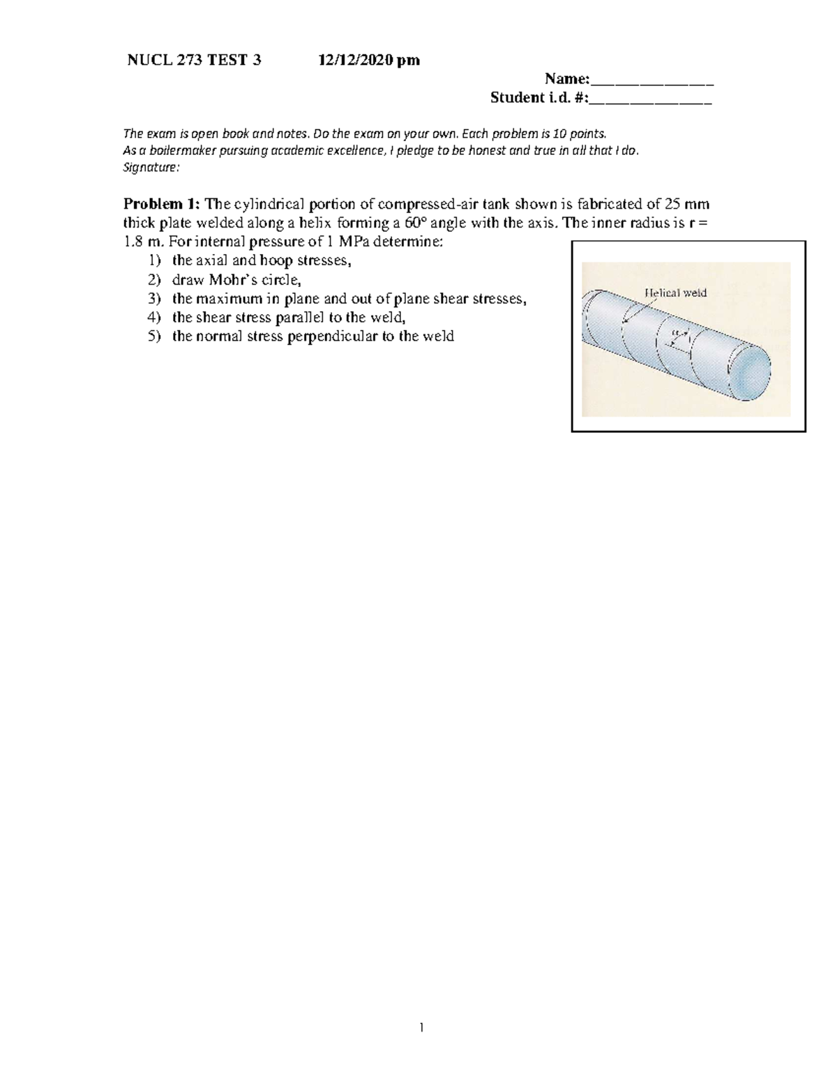S2020 Exam 3 - Exam 3 Spring 2020 - Name:_______________ Student i ...