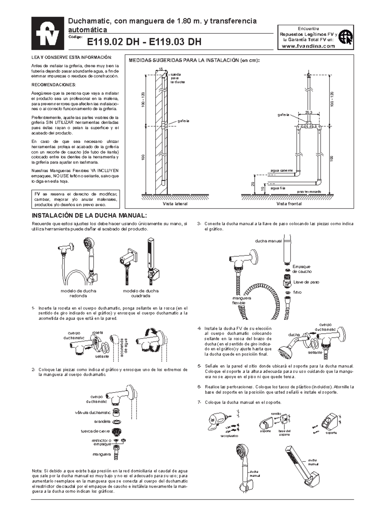 Hi11902 dh - Manual llave fv E119.02 DH - E119.03 DH - FV se reserva el ...