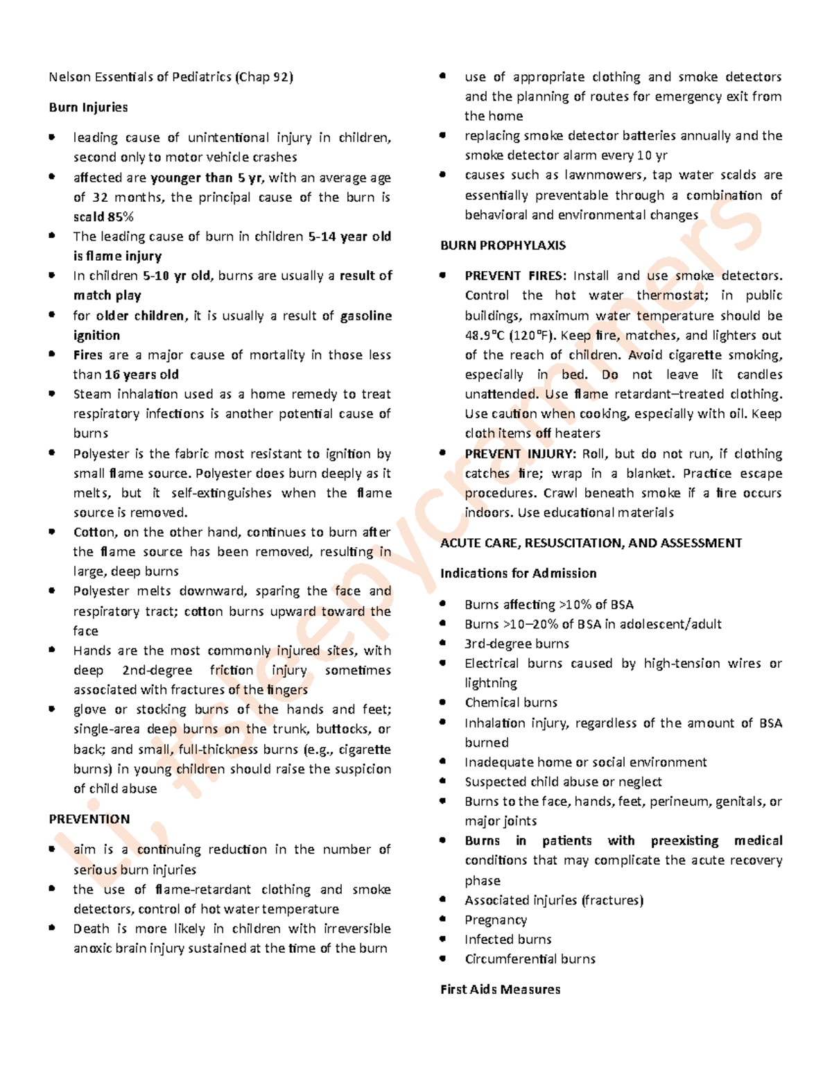 Pediatric Burns - HIGH YIELD - Nelson Essentials of Pediatrics (Chap 92 ...
