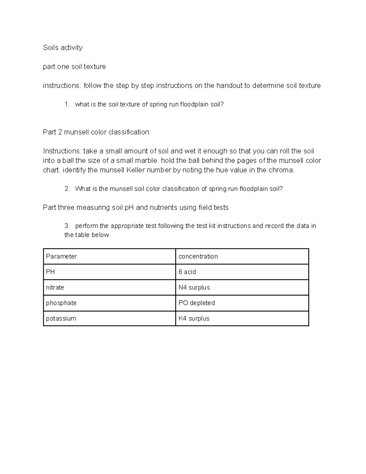 Activity - soil - Soils activity part one soil texture instructions ...
