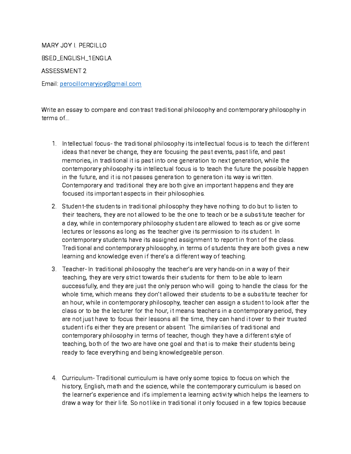 Assessment 2 percillo, mary joy bsed english - MARYJOYI BSED_ENGLISH_ 1 ...