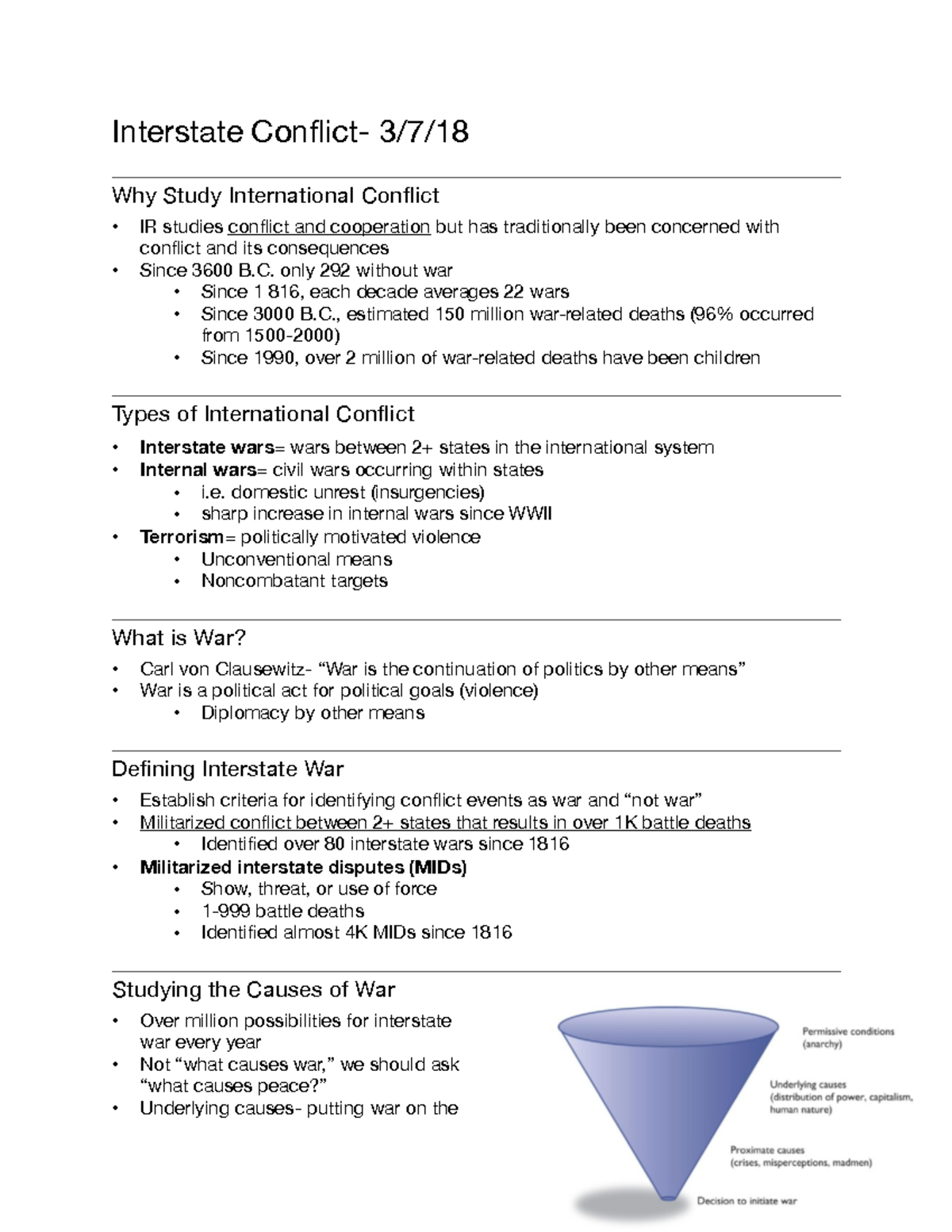 Interstate Conflict - Professor Hutchinson - Interstate Conflict- 3/7 ...