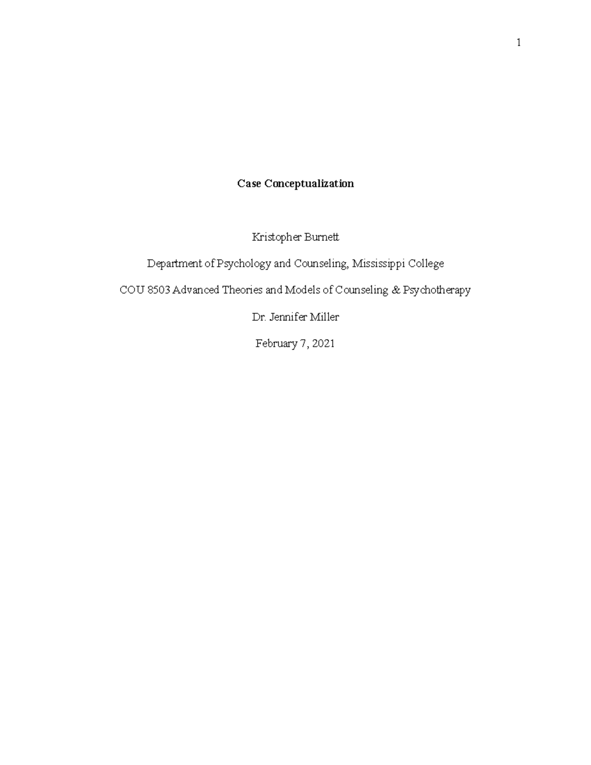 Augustine Orvitson Case Conceptulization - Case Conceptualization ...