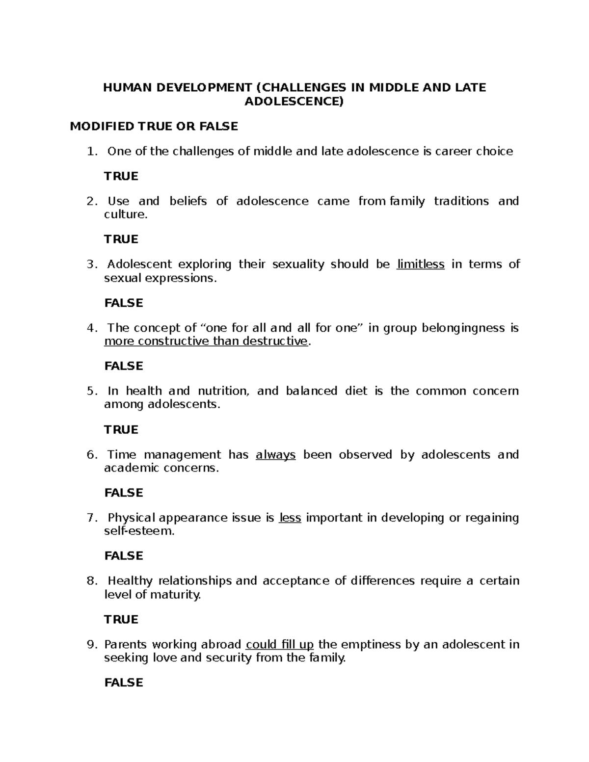 Human Development - CHALLENGES IN MIDDLE AND LATE ADOLESCENCE ...