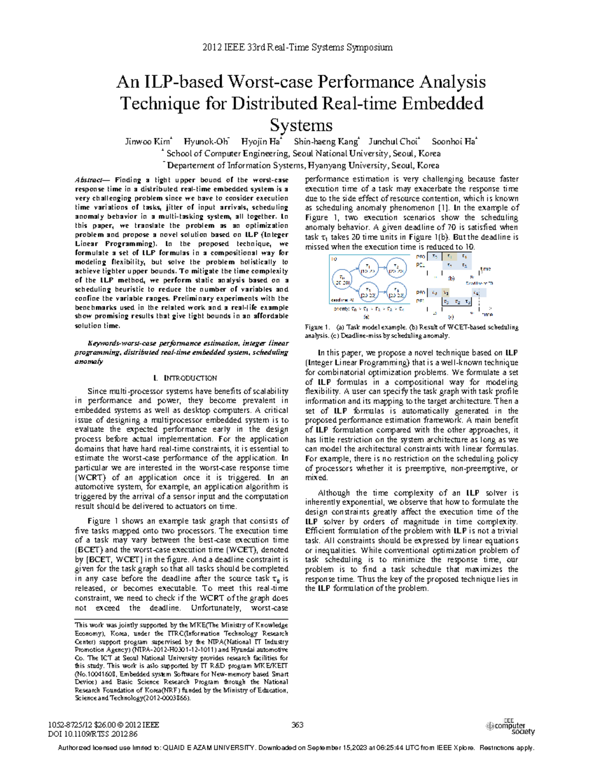 An Ilp Based Worst Case Performance Analysis Technique For Distributed Real Time Embedded