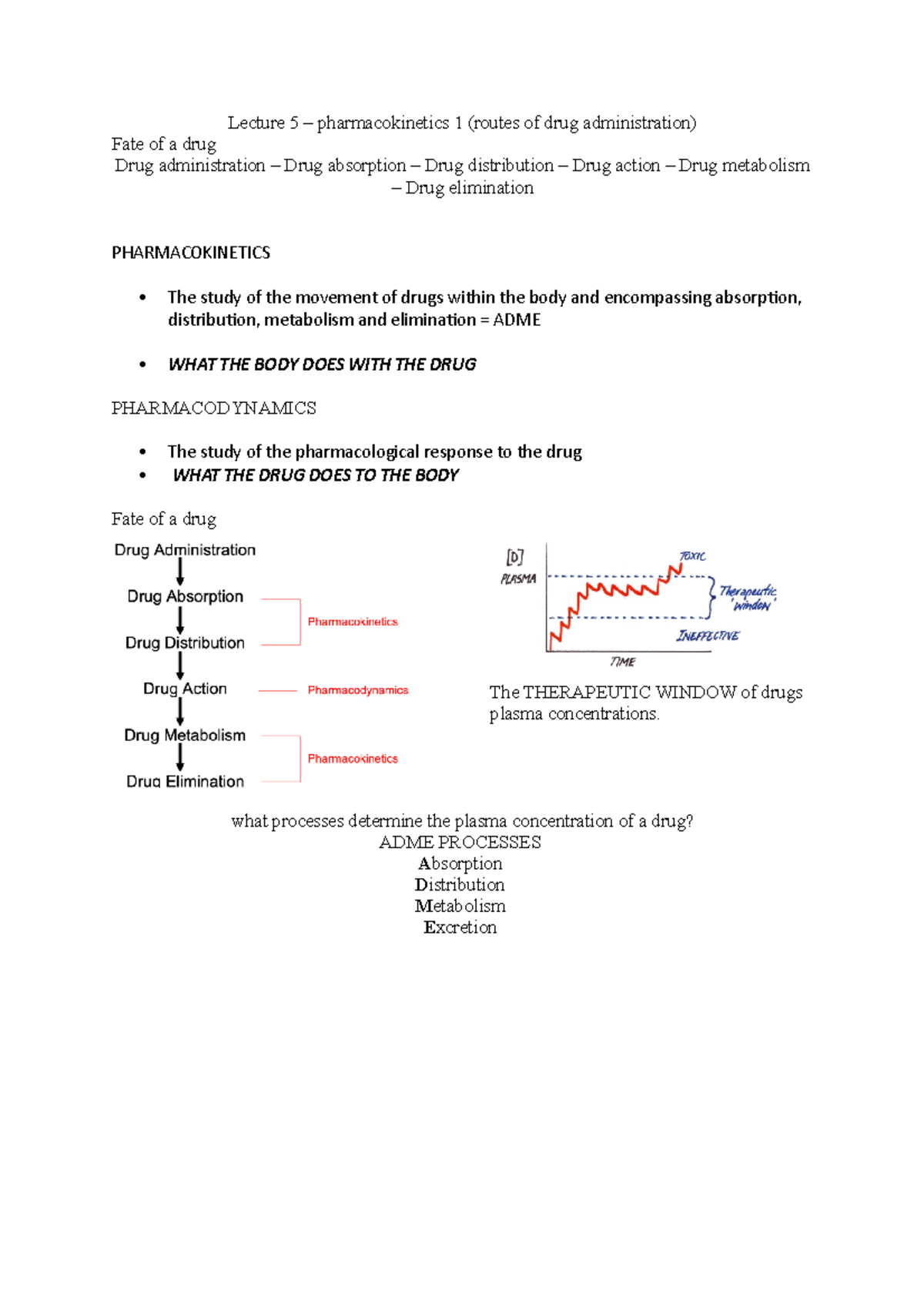 Lecture 4 human pharmacology - Lecture 5 – pharmacokinetics 1 (routes ...
