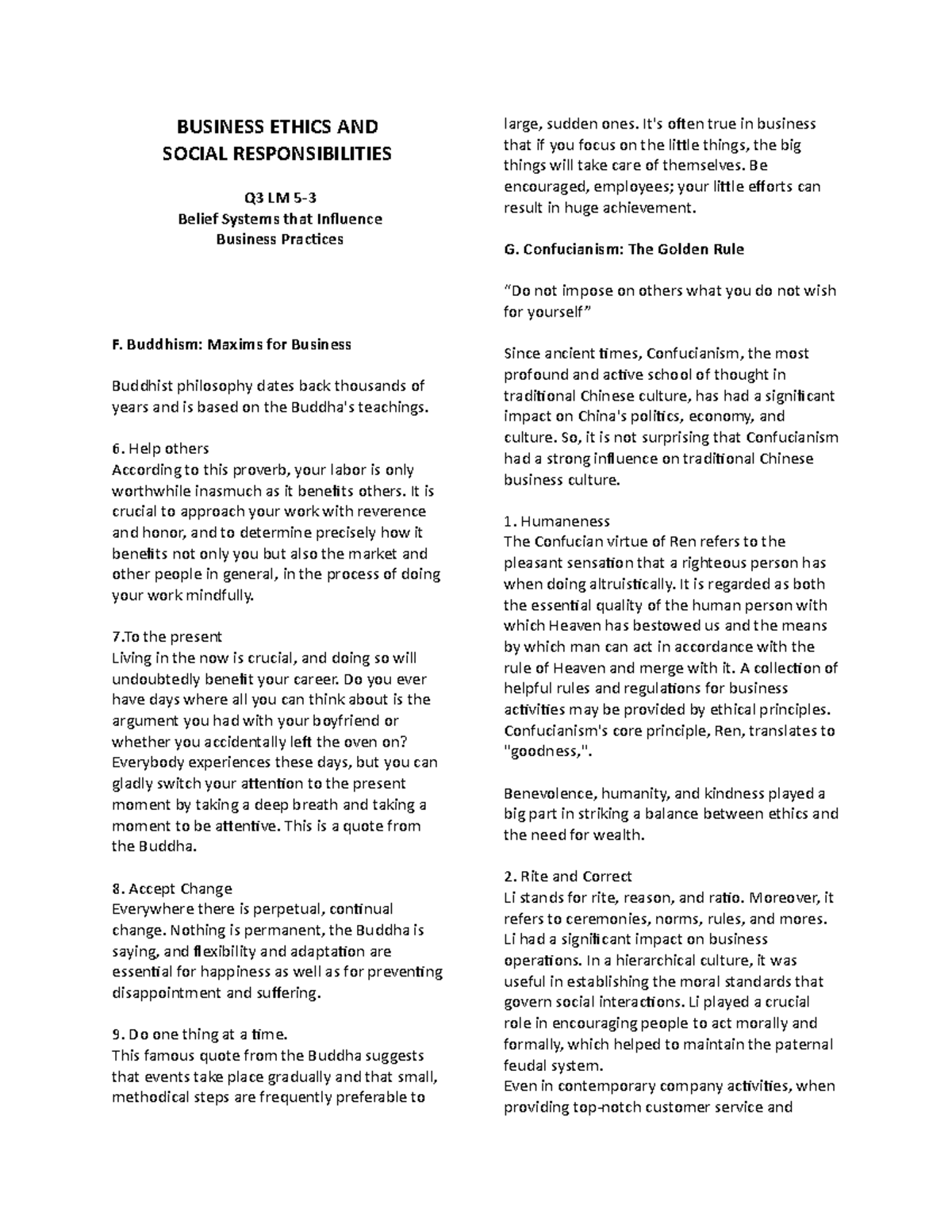 Business Ethics Q3 LM 5-3 - BUSINESS ETHICS AND SOCIAL RESPONSIBILITIES ...