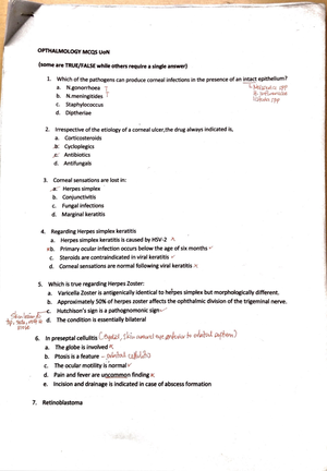 Multiple choice questions ophthalmology 1 - MULTIPLE CHOICE QUESTIONS ...