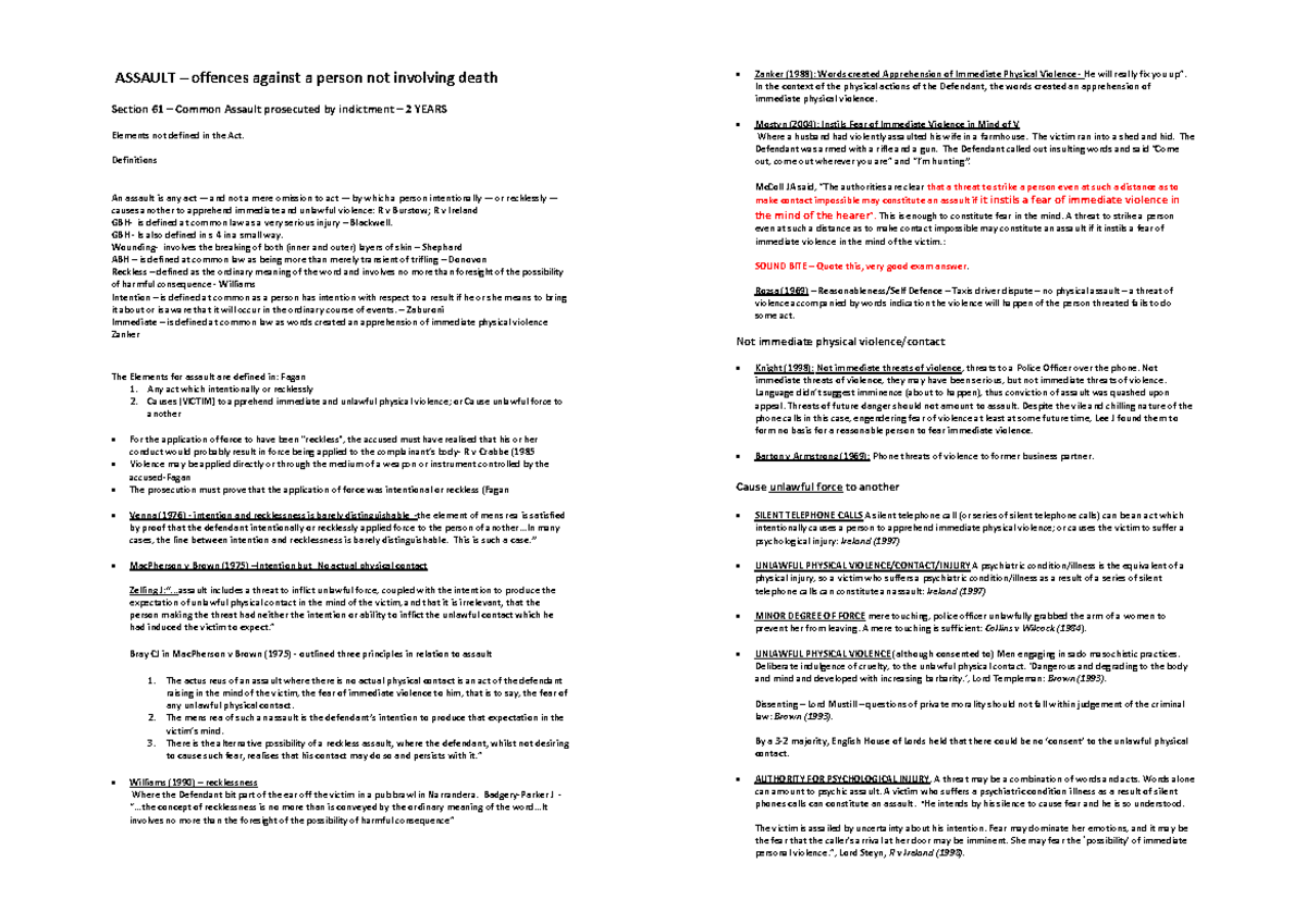 4. Assault - Warning: TT: undefined function: 32 ASSAULT – offences ...