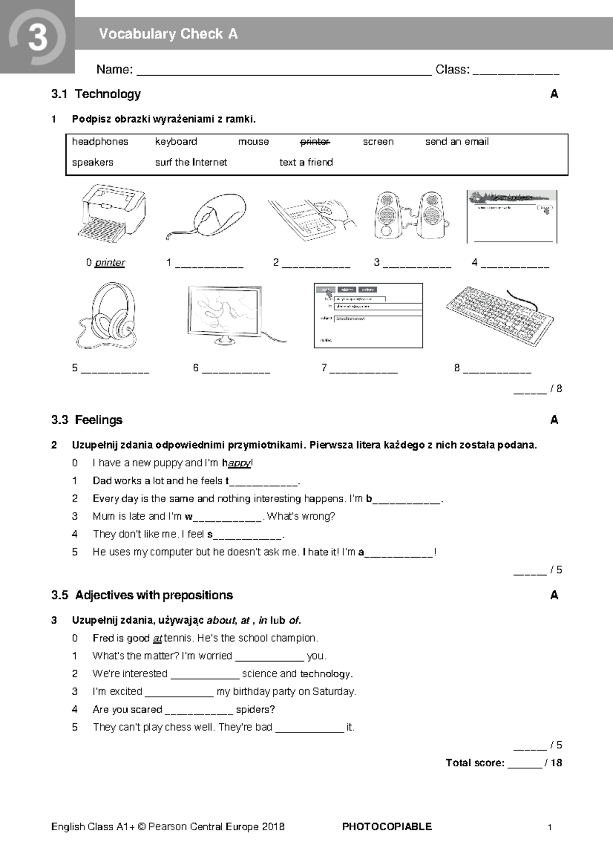 EC A1P - Vocabulary check 3A - Name ...