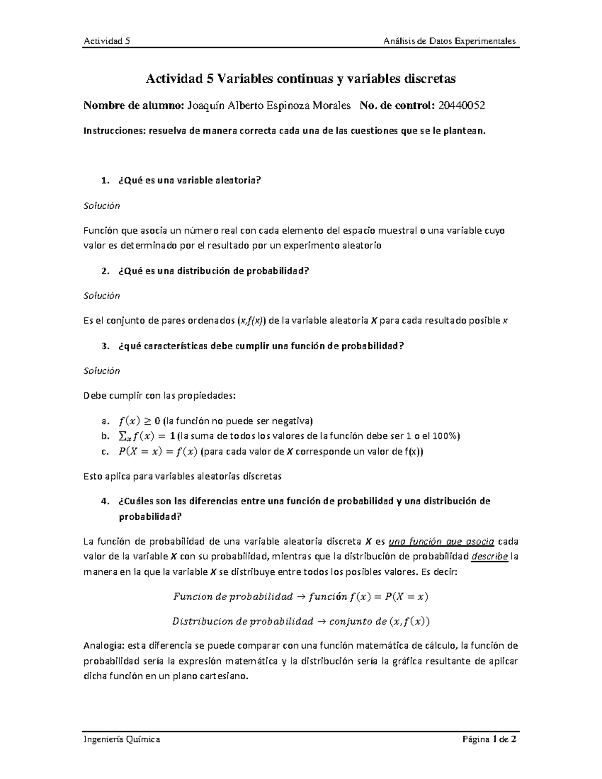 Variables continuas y discretas - Actividad 5 Análisis de Datos ...