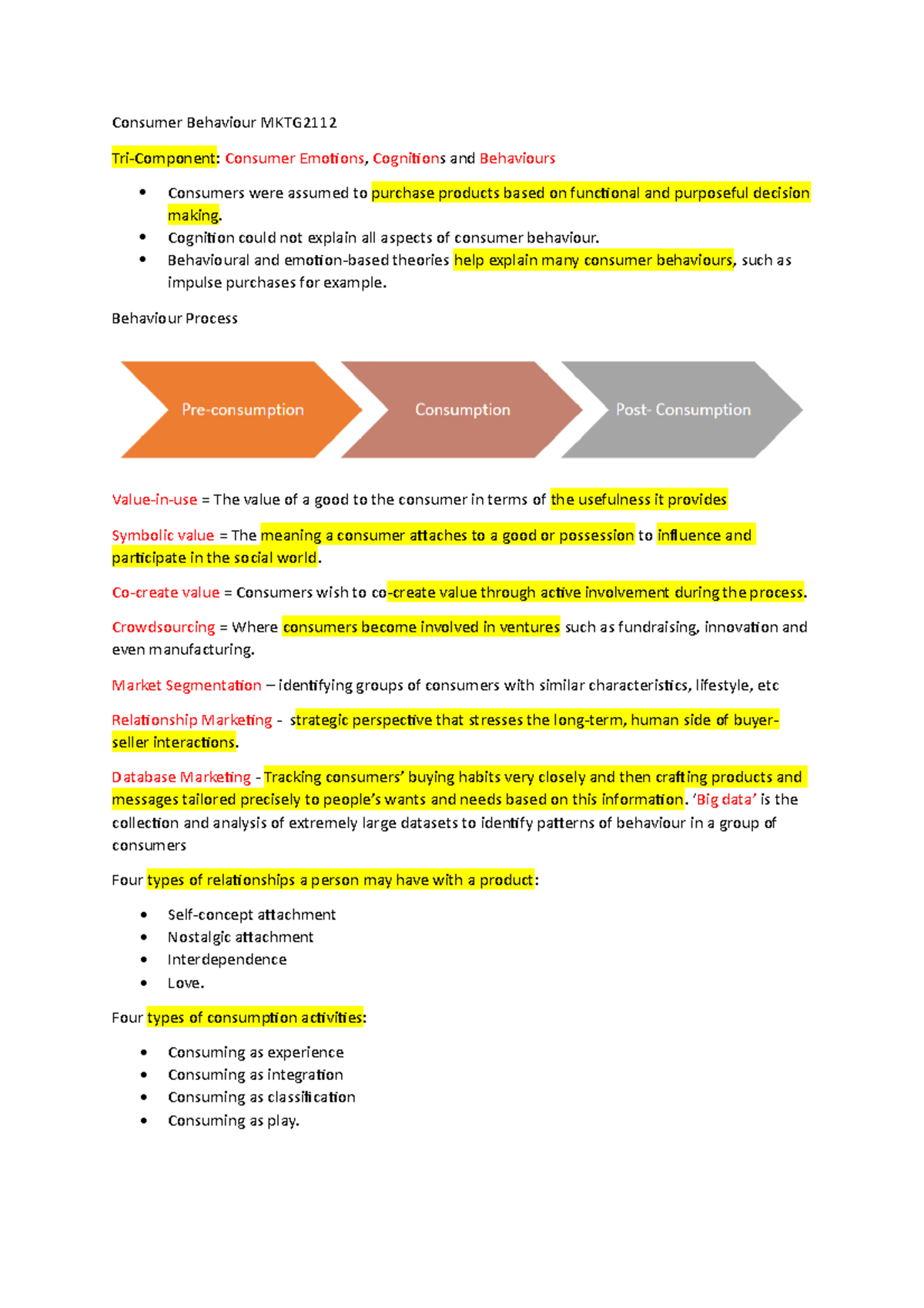 Consumer Behaviour MKTG2112 - Consumer Behaviour MKTG Tri-Component: Consumer Emotions ...