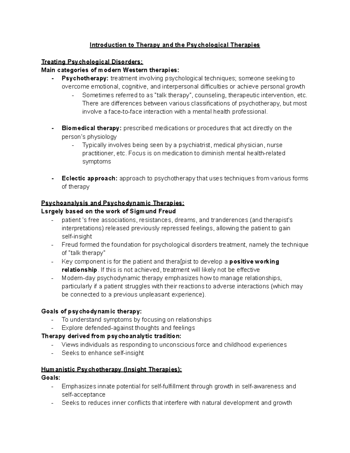 Week 8- Overview of Psychotherapy Approaches Modules 44 45 ...